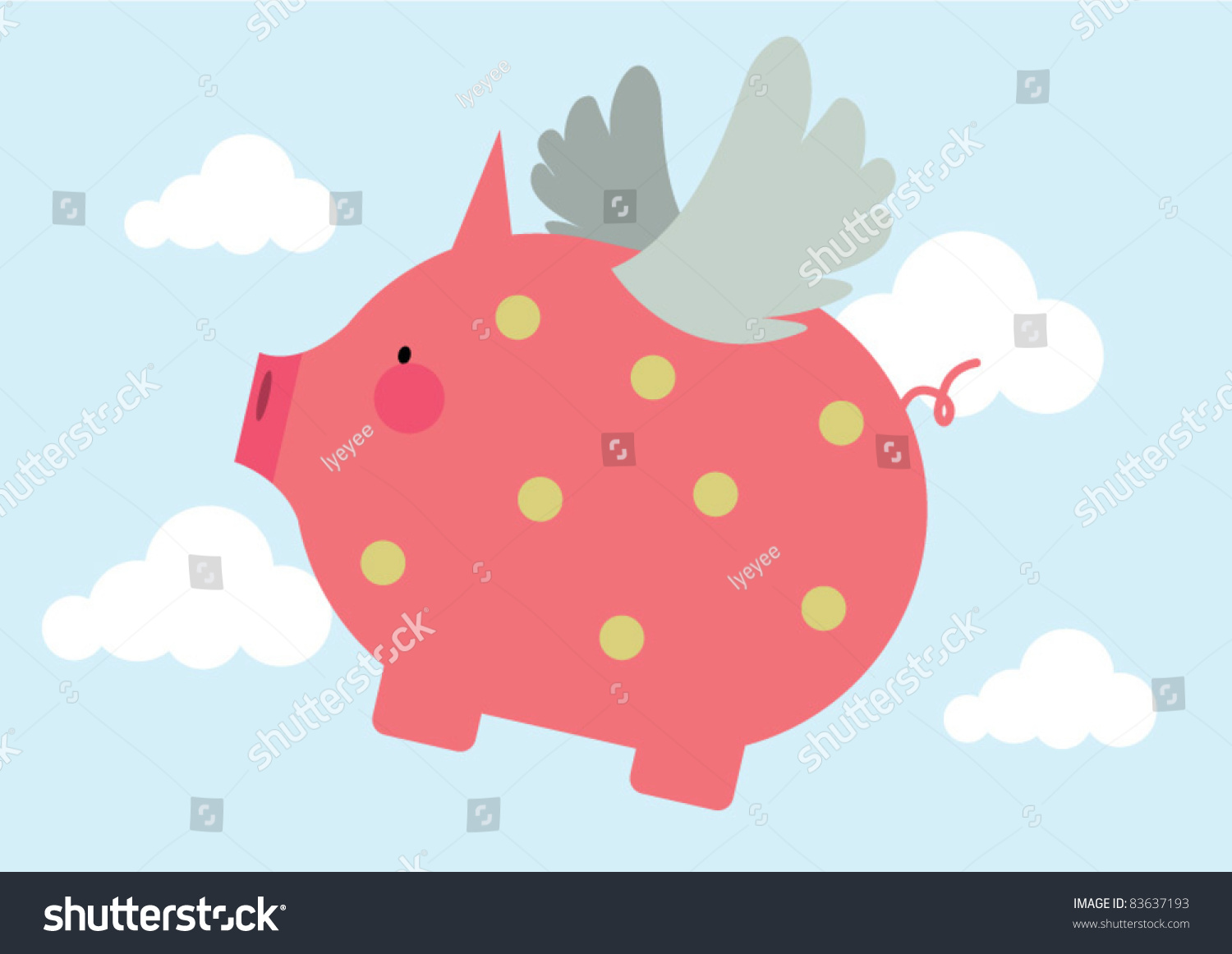 Flying Pig Vectorillustration Stock Vector (Royalty Free) 83637193