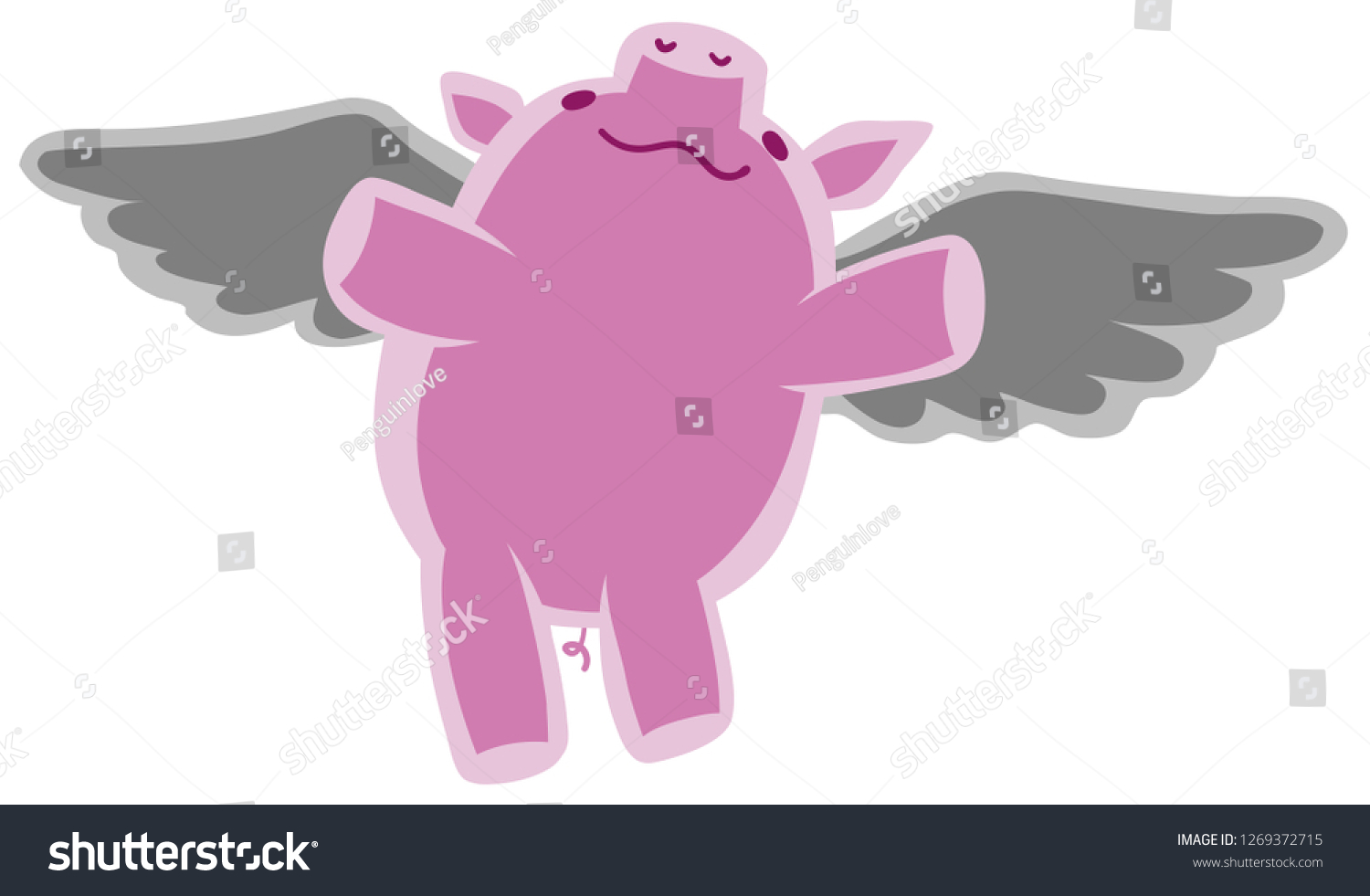 Flying Pink Pig Stock Vector (Royalty Free) 1269372715 | Shutterstock