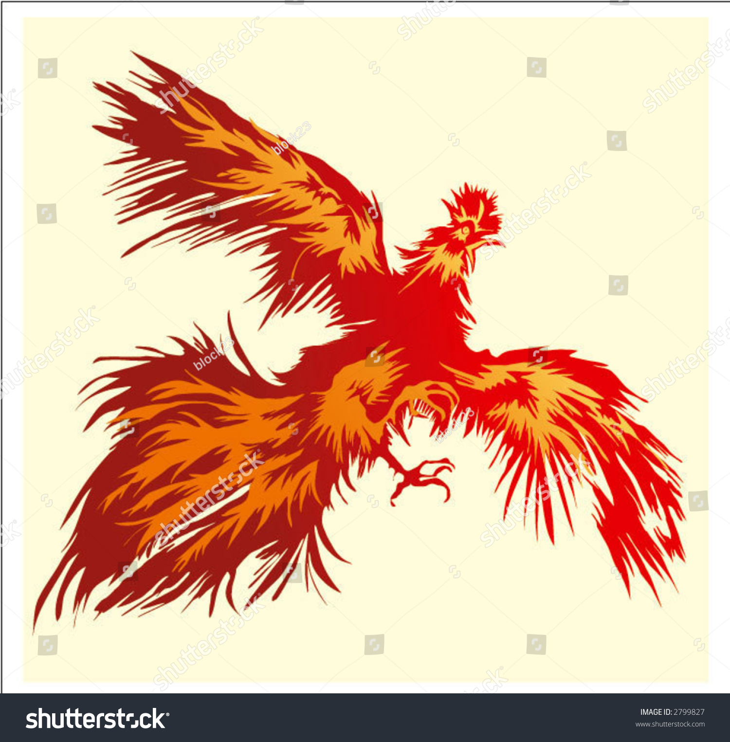 Flying Red Rooster Editable Vector Illustration Stock Vector (Royalty ...
