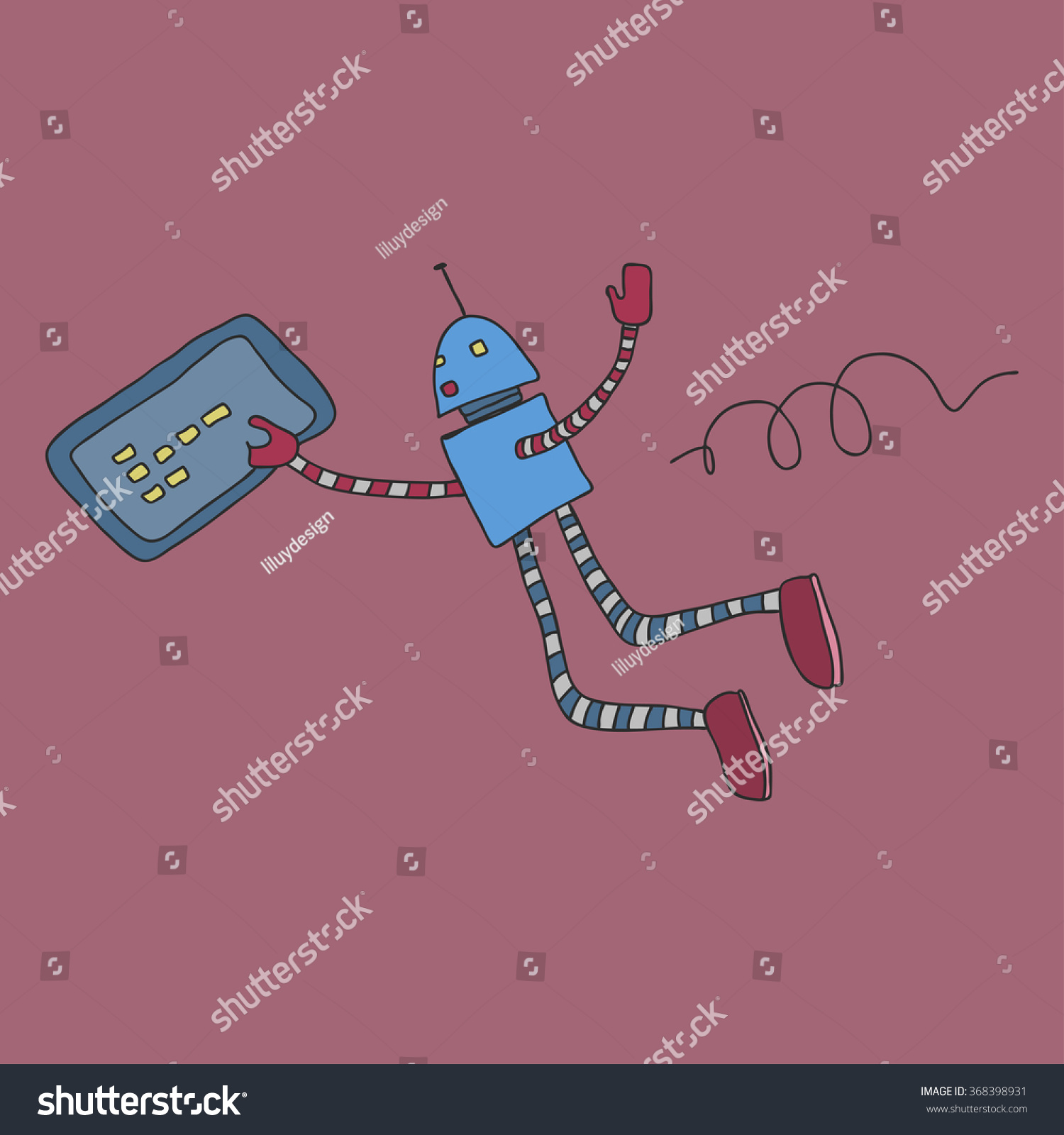 Flying Robot Color Vector Illustration Stock Vector (Royalty Free ...
