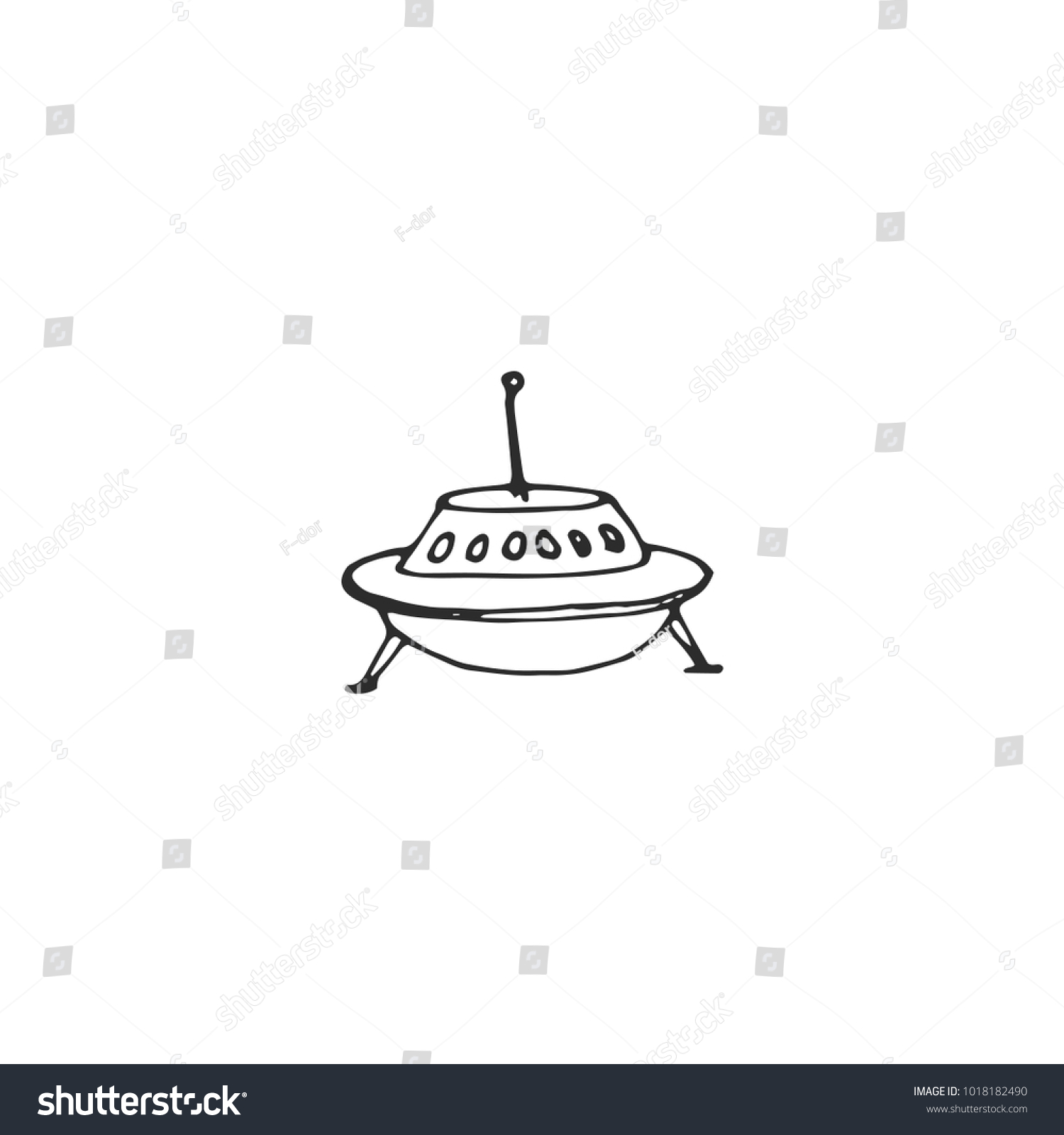 Flying Saucer Vector Draw Stock Vector (Royalty Free) 1018182490