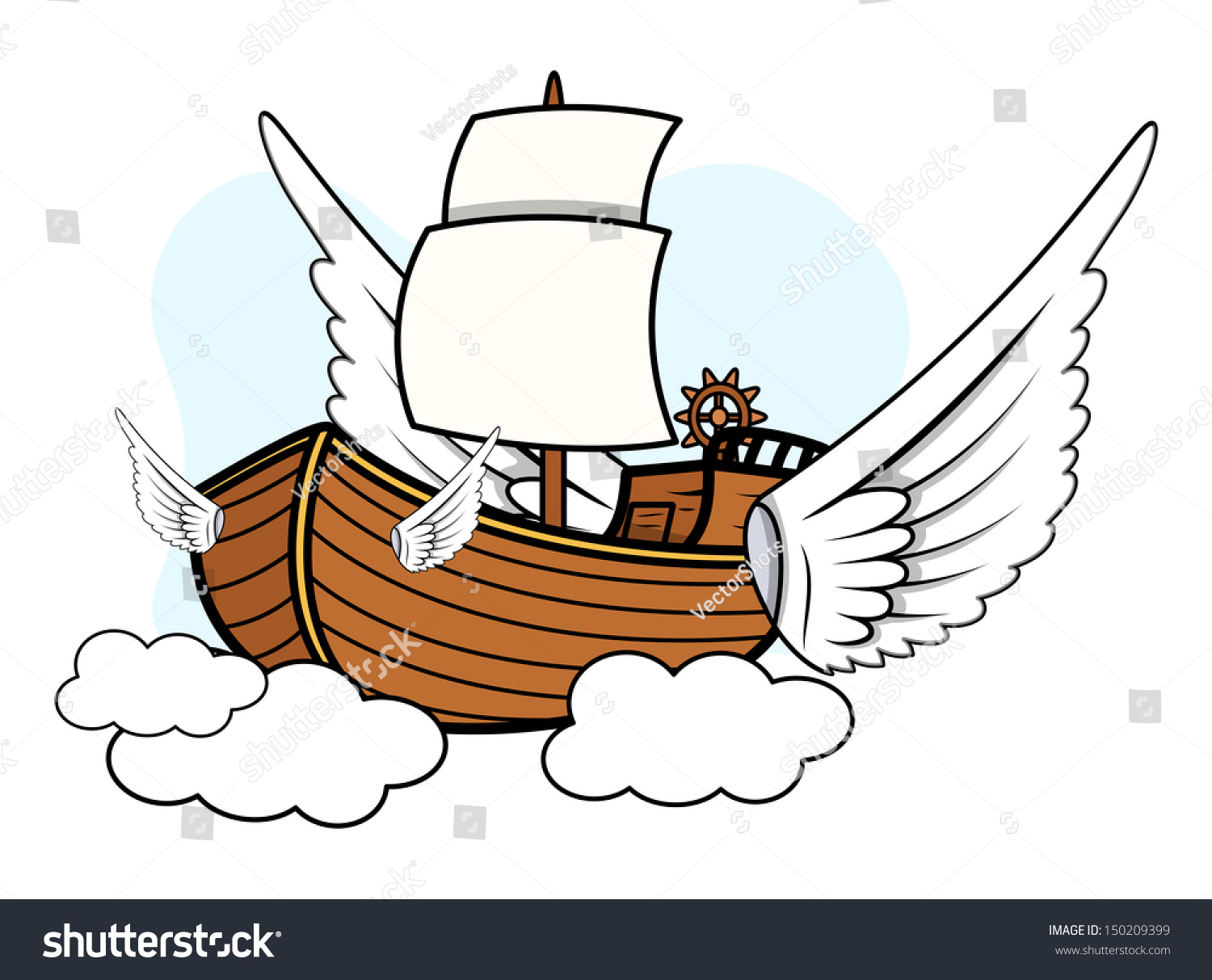 Flying Ship Vector Cartoon Illustration Stock Vector (Royalty Free ...