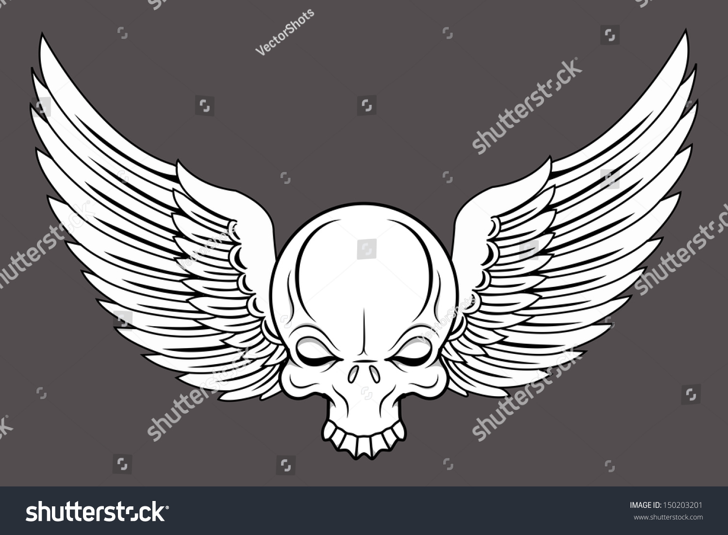 Flying Skull Vector Cartoon Illustration: vector de stock (libre de ...