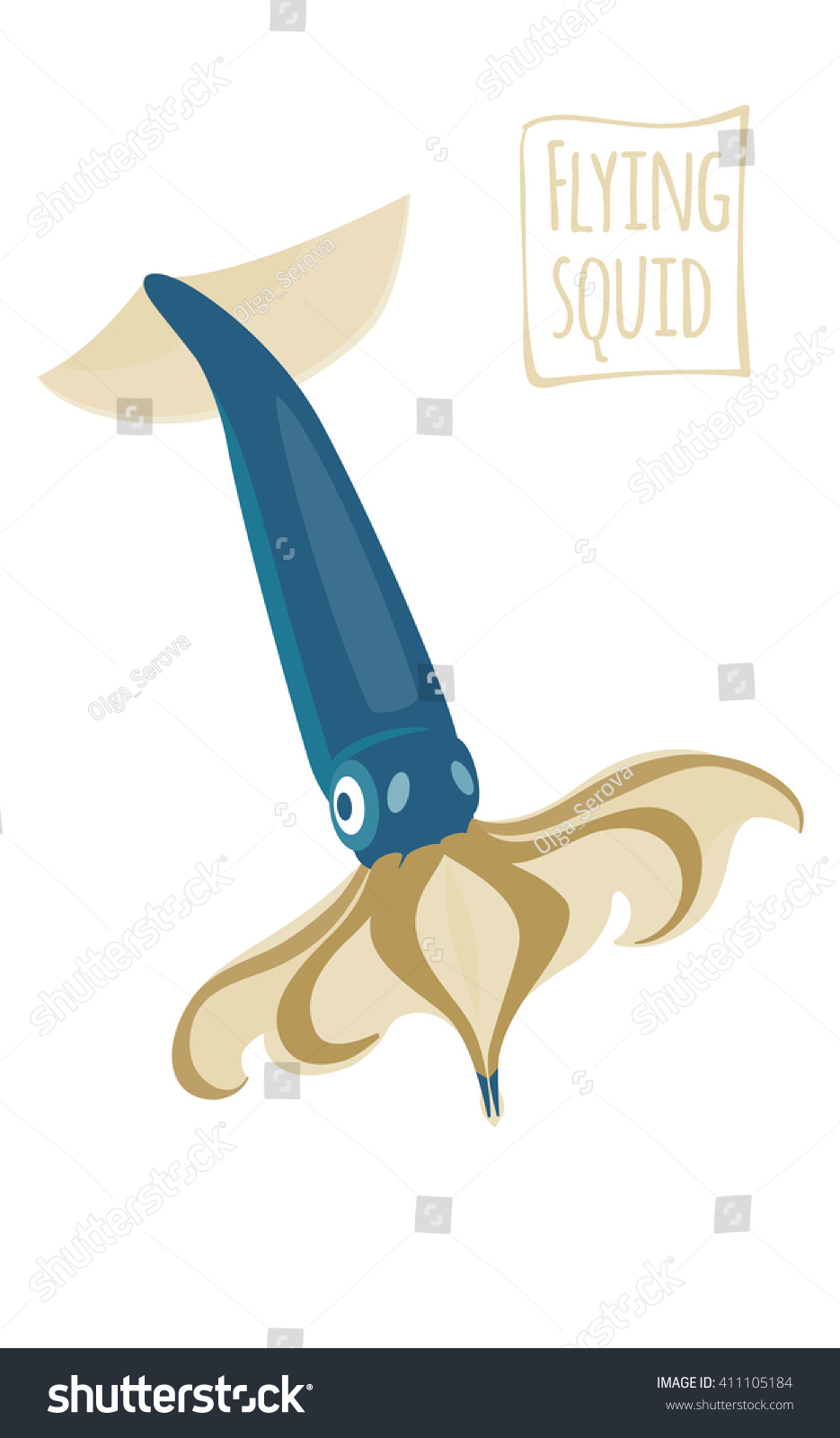 Flying Squid Vector Cartoon Illustration: เวกเตอร์สต็อก (ปลอดค่า ...