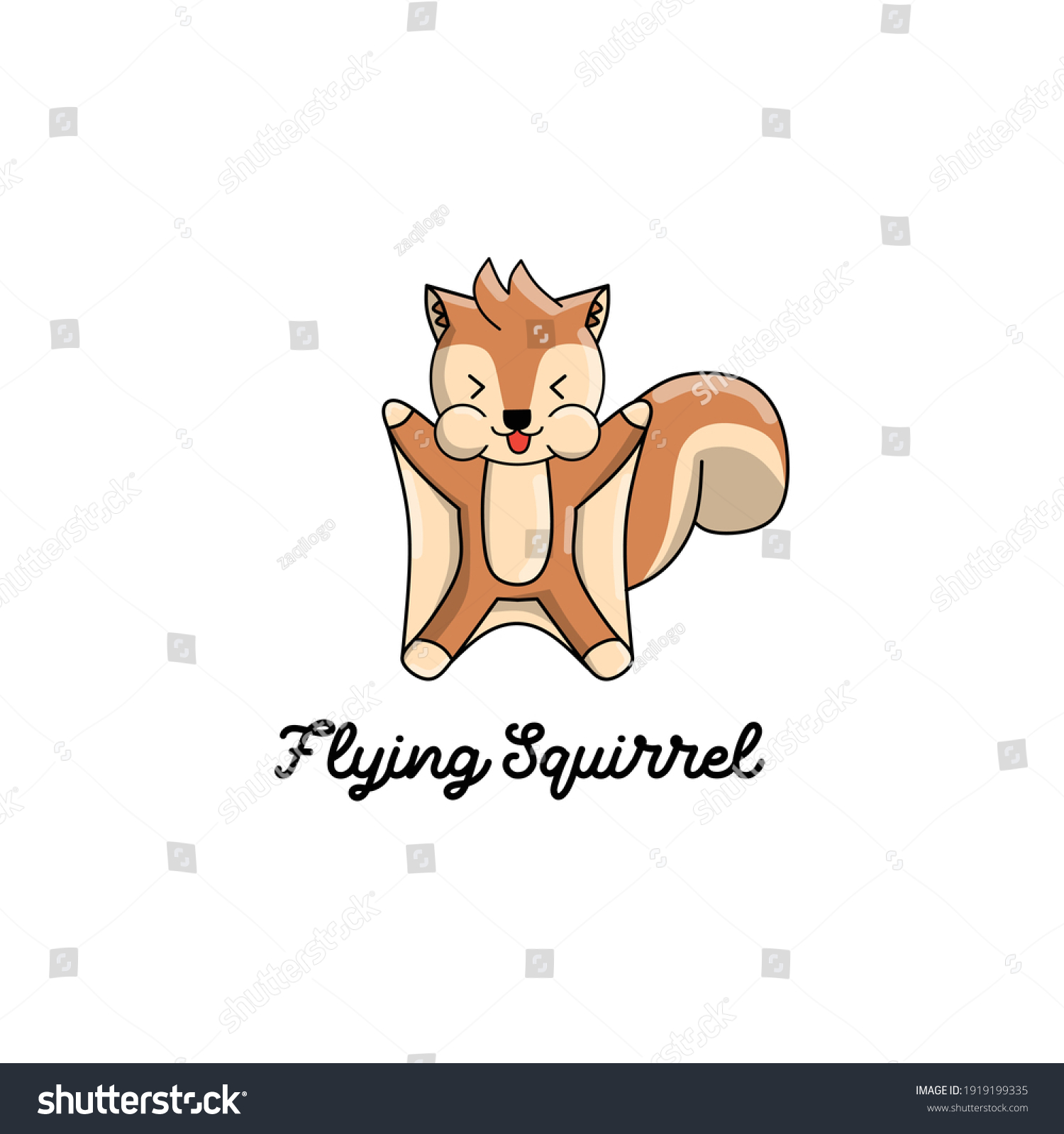 Flying Squirrel Logo Design Cute Stock Vector (Royalty Free) 1919199335 ...