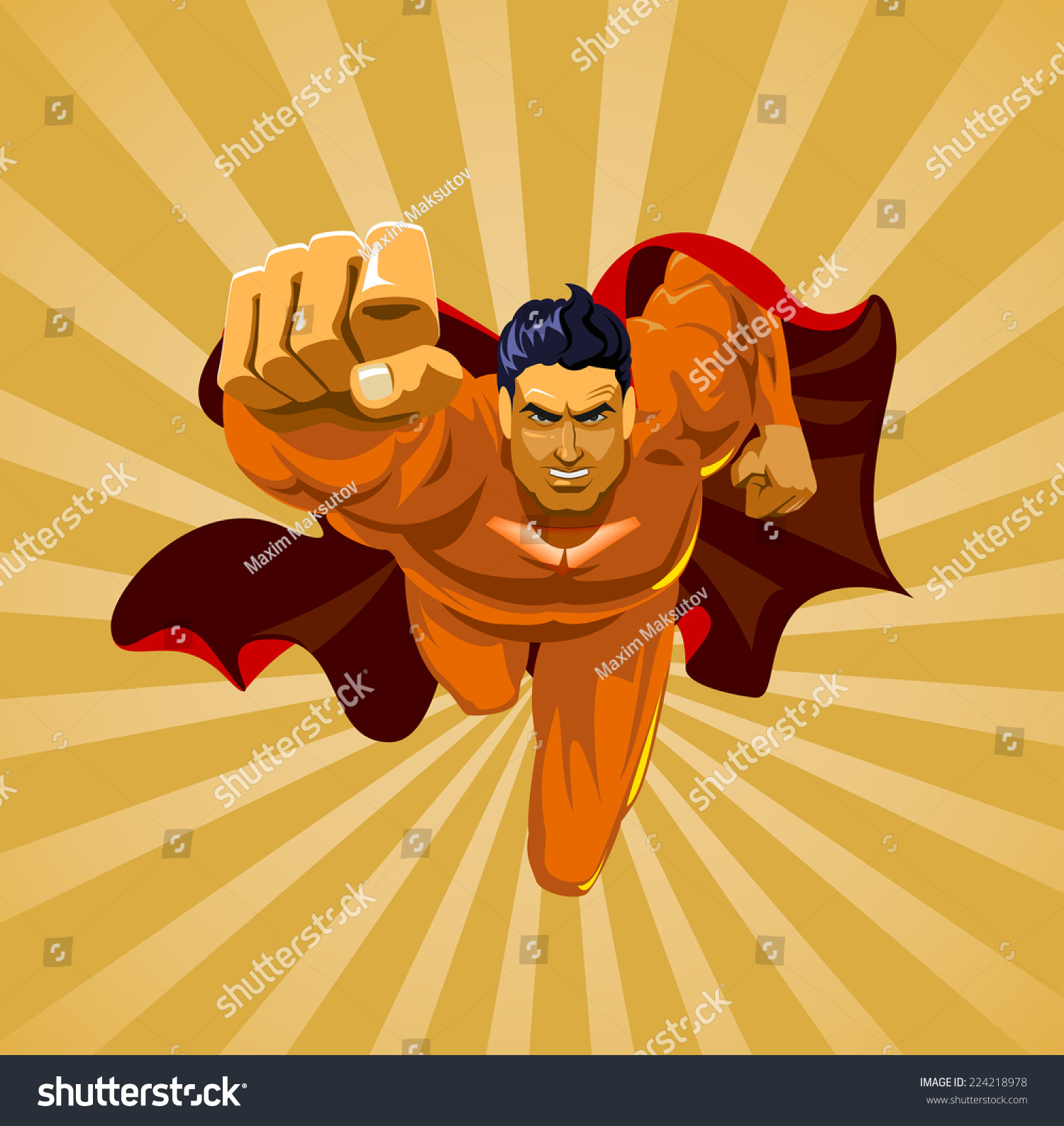 Flying Superhero On Camera Stock Vector (Royalty Free) 224218978 ...