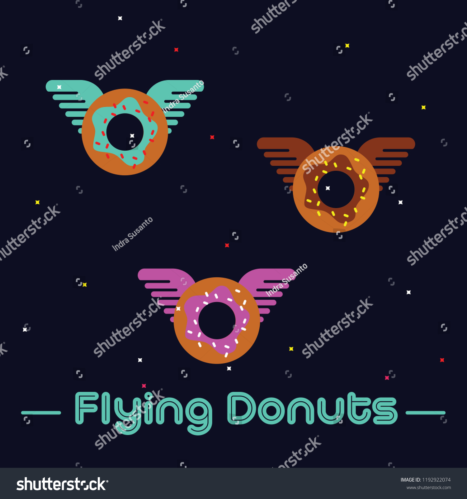 Flying Sweet Donuts Stock Vector (Royalty Free) 1192922074 | Shutterstock
