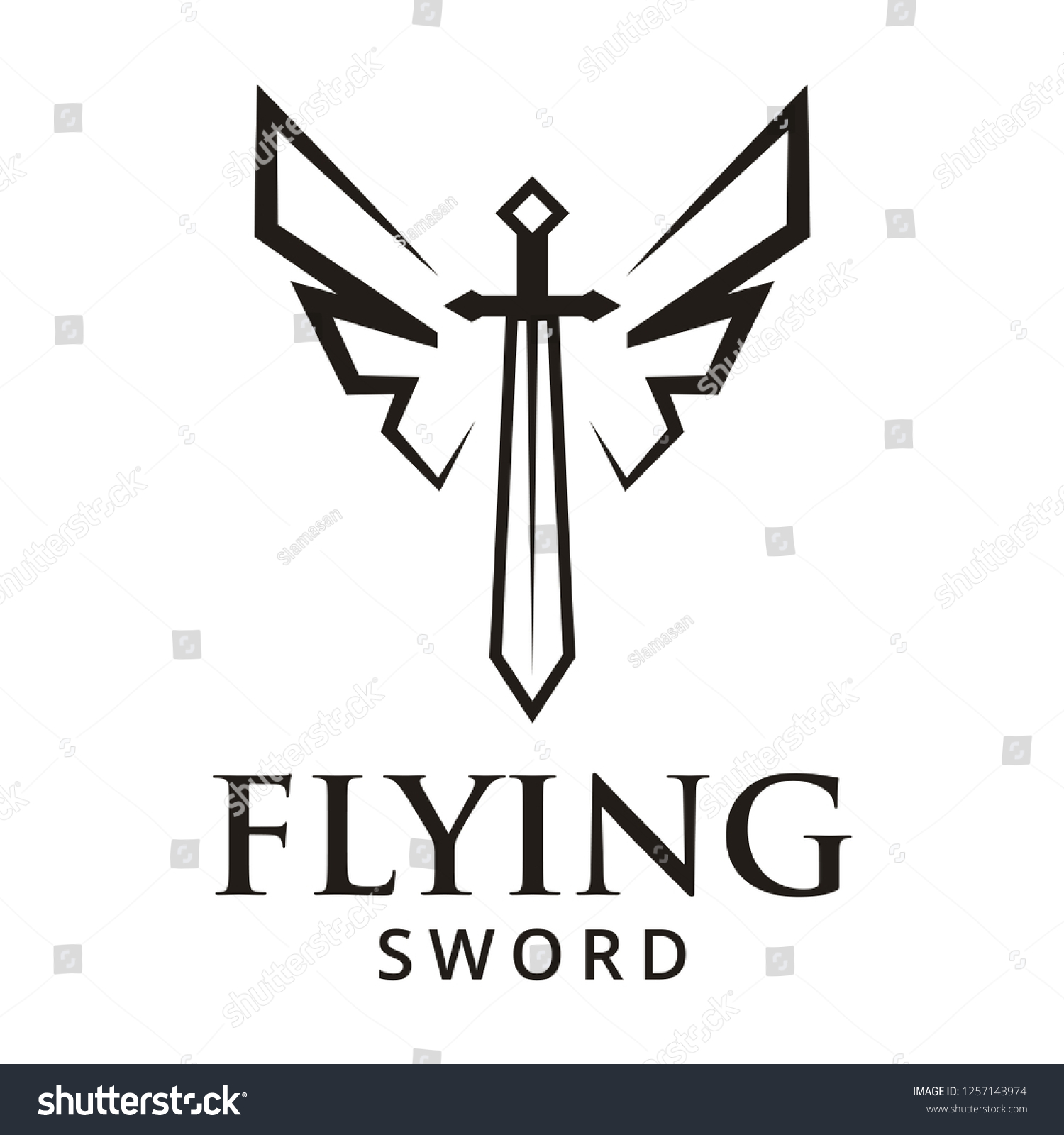 Flying Sword Logo Design Template Vector Stock Vector (Royalty Free ...