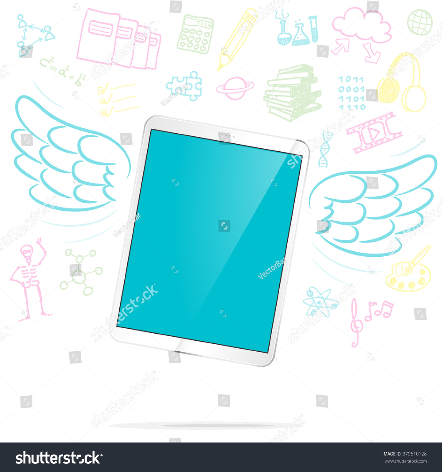 Flying Tablet Wings Vector Illustration Stock Vector (Royalty Free ...