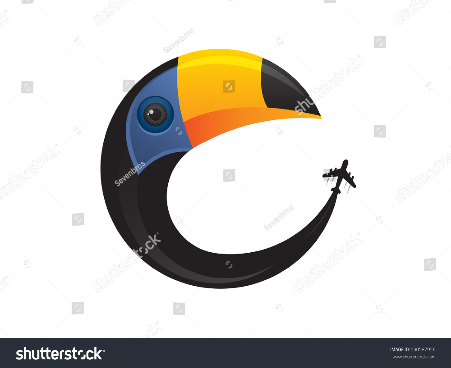 Flying Toucan Stock Vector (Royalty Free) 190587956