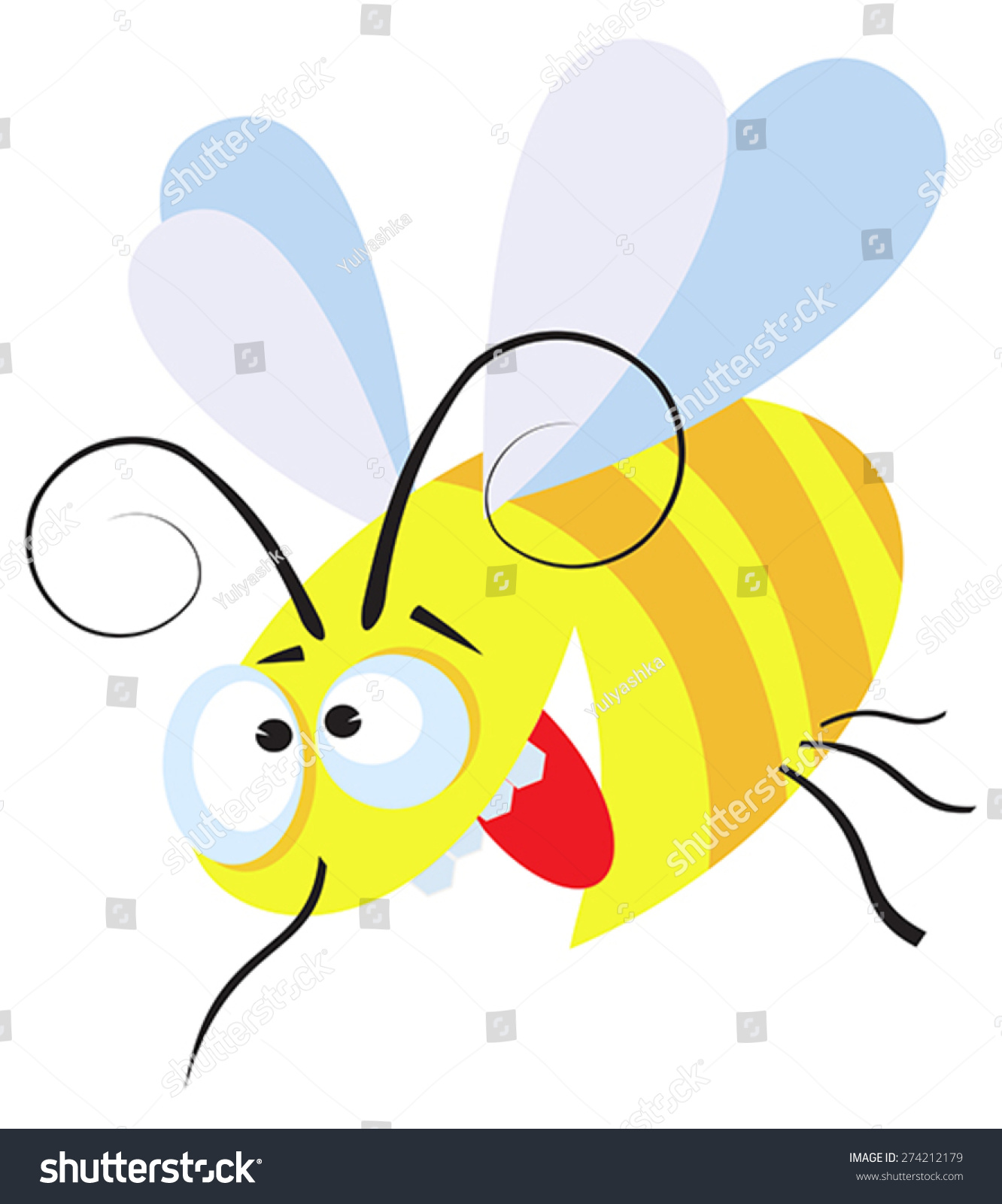 Flying Vector Crazy Bee Isolated On Stock Vector (Royalty Free ...
