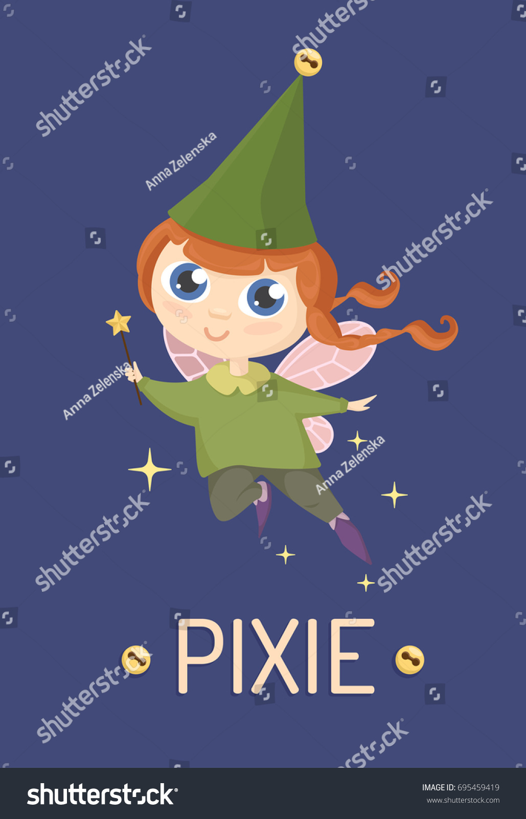 Flying Vector Pixie Cute Little Red Stock Vector (Royalty Free) 695459419