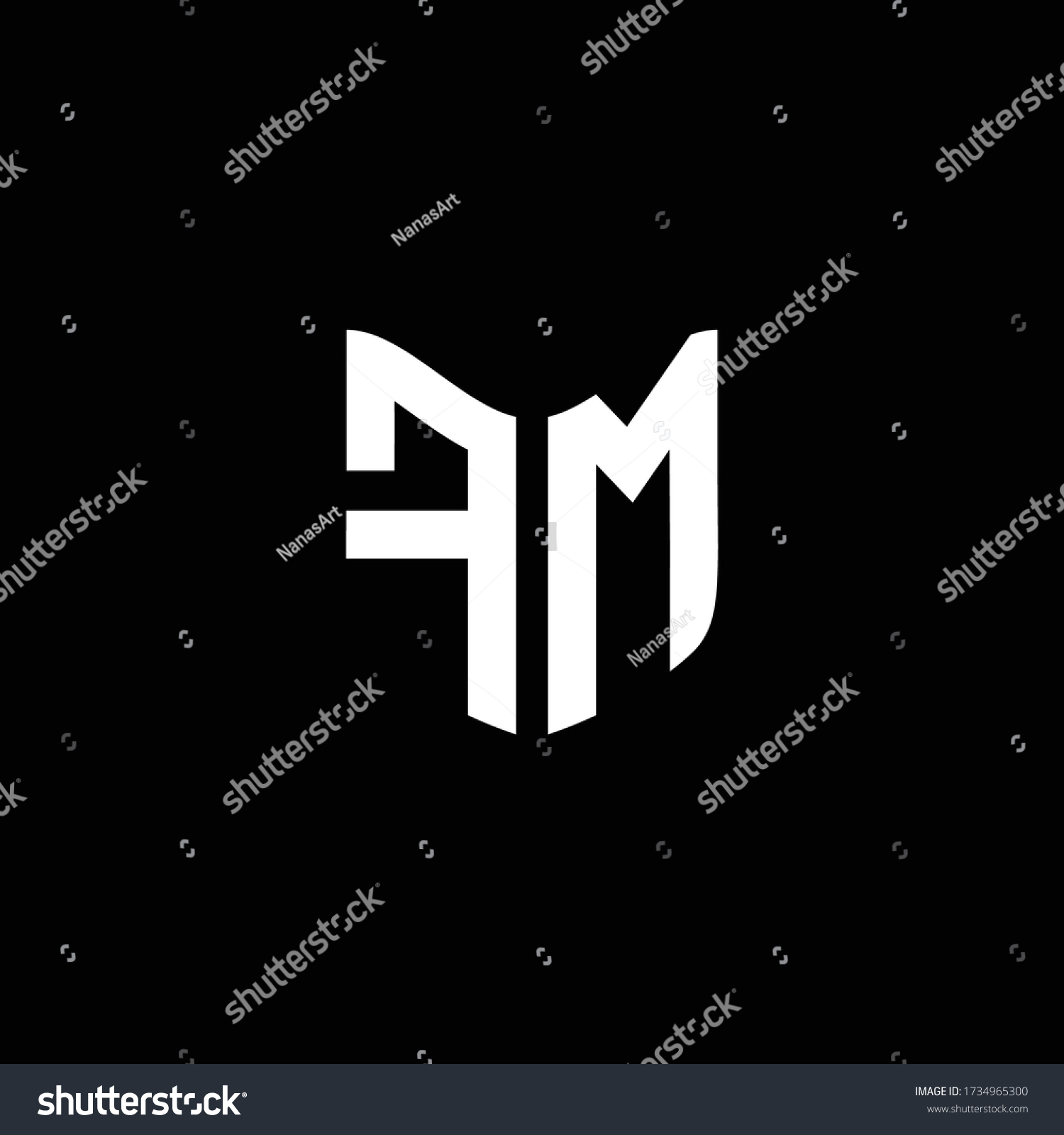 Fm Logo Monogram Shield Shape Design Stock Vector (Royalty Free) 1734965300