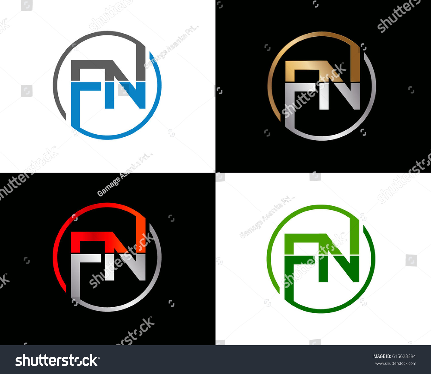 Fn Text Logo Design Stock Vector (Royalty Free) 615623384