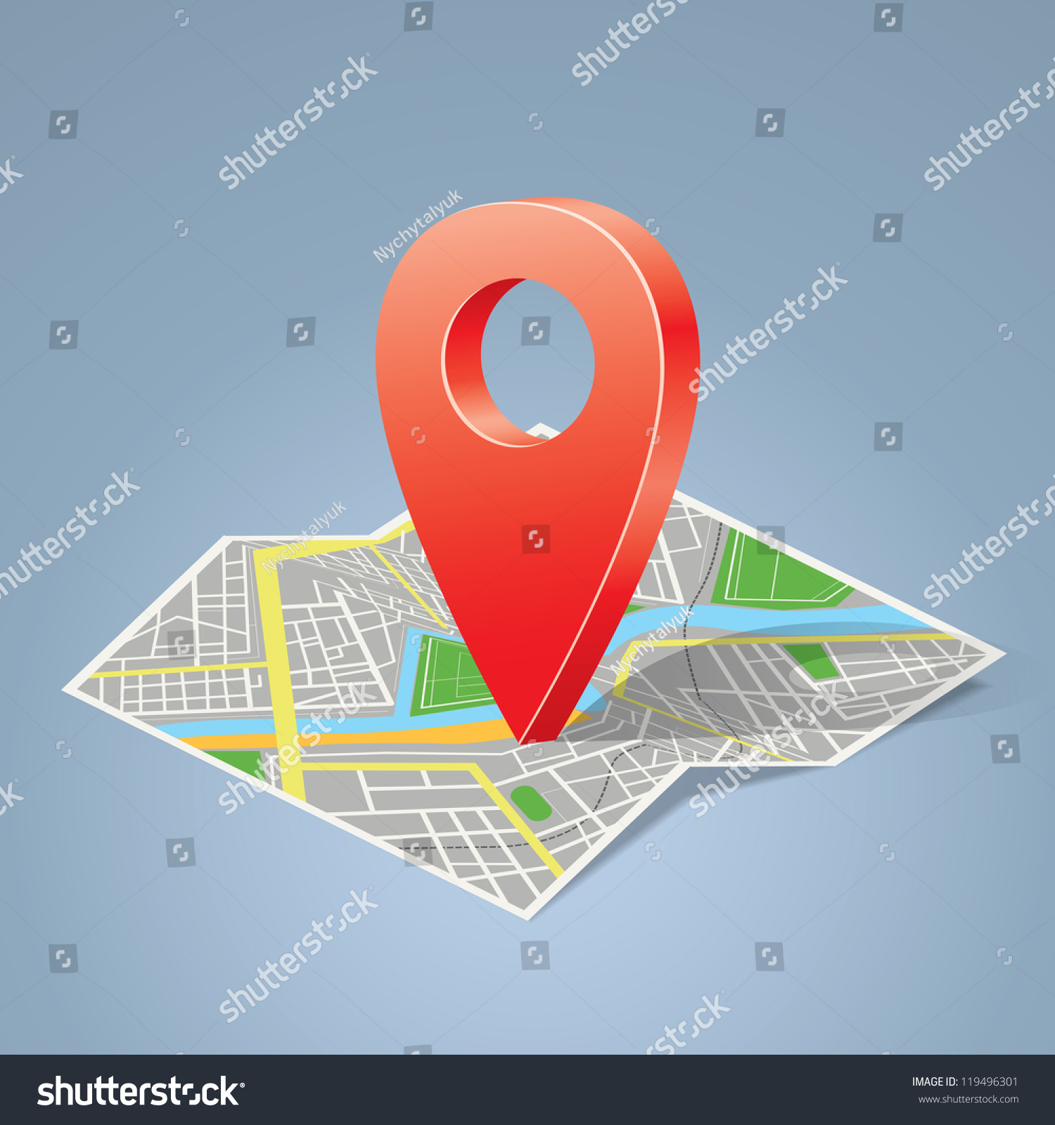 Folded Map Color Label Point Marker Stock Vector (Royalty Free) 119496301