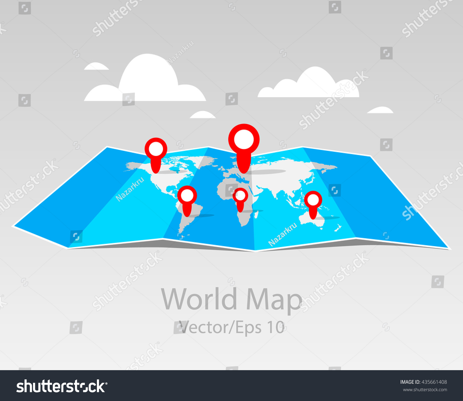 Folded Maps Vector World Map Infographic Stock Vector (Royalty Free ...