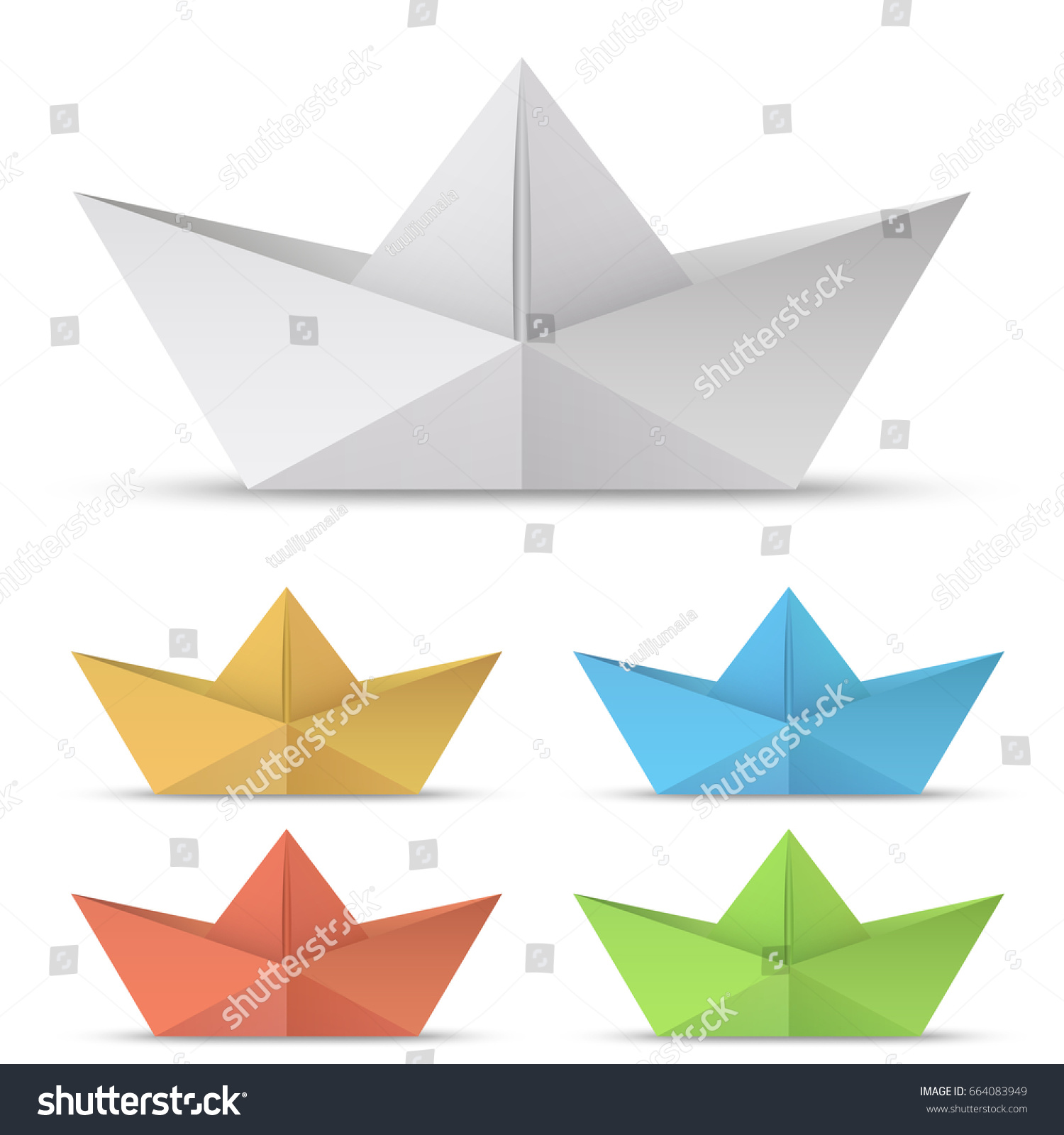 Folded Paper Boat Vector Set Isolated Stock Vector (Royalty Free ...