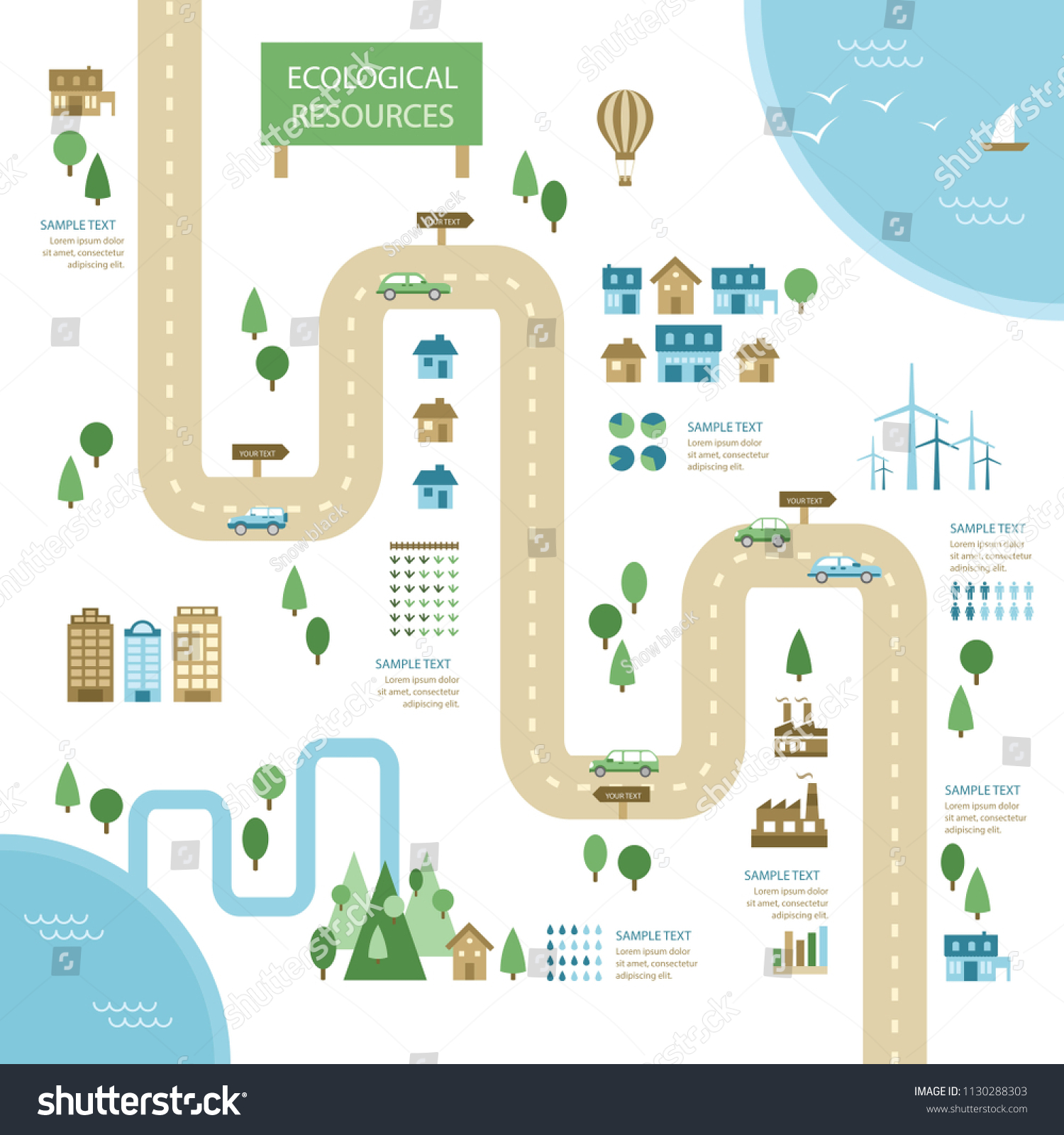 Folded Paper City Map Red Pin: เวกเตอร์สต็อก (ปลอดค่าลิขสิทธิ์) 1130288303