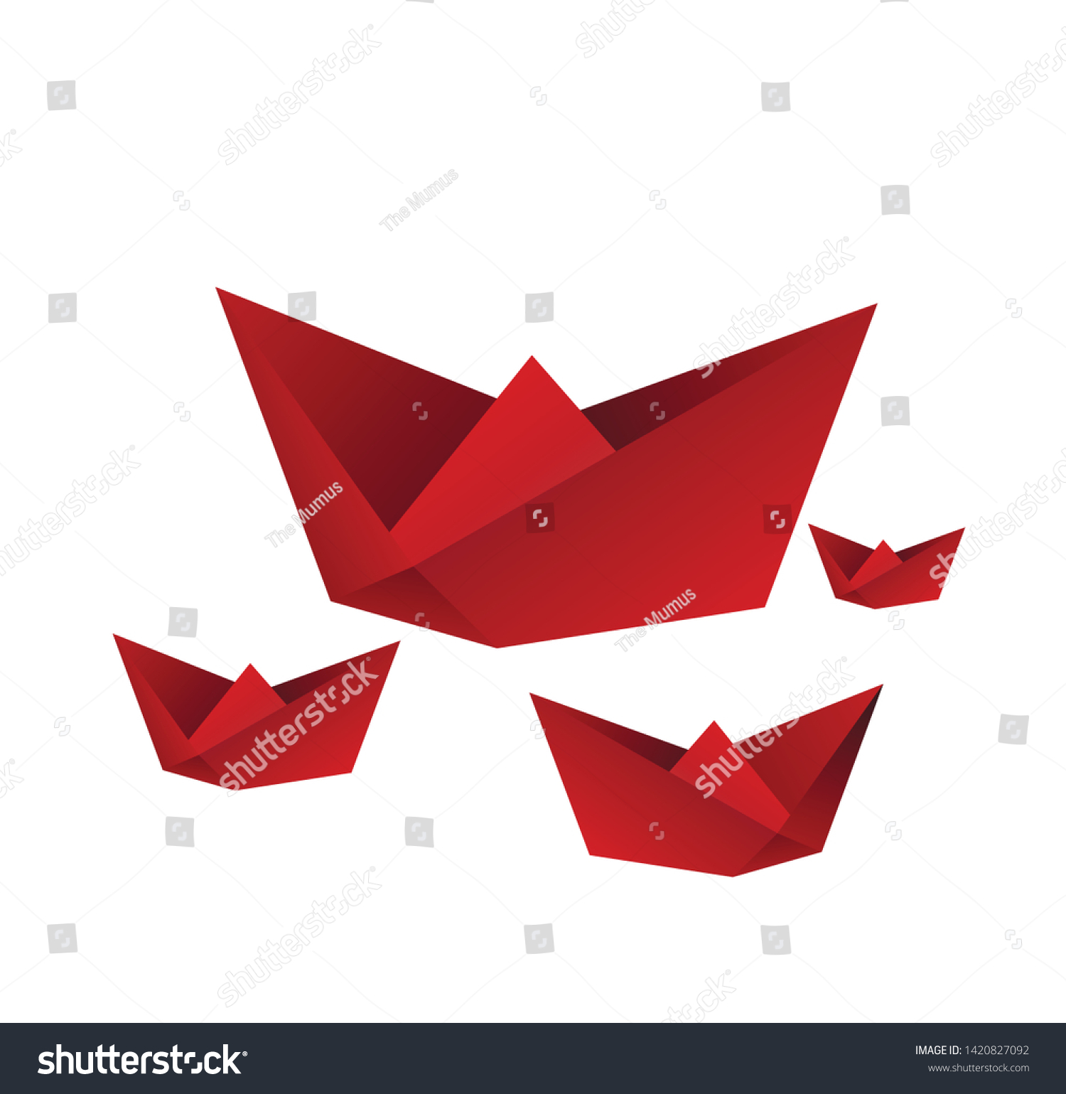 Folded Red Paper Ship Vector Stock Vector (Royalty Free) 1420827092