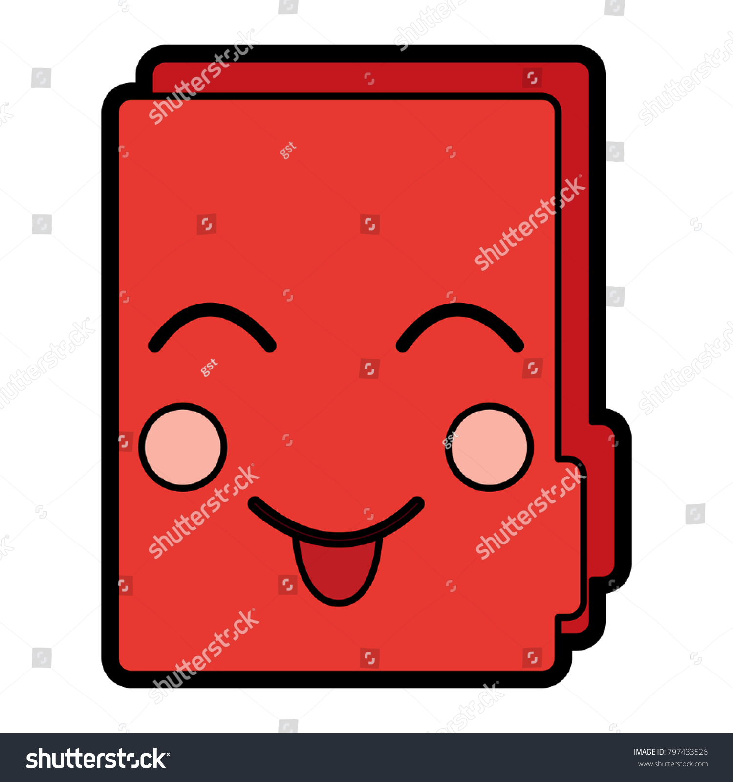 Folder Document Kawaii Cute Cartoon Stock Vector (Royalty Free) 797433526