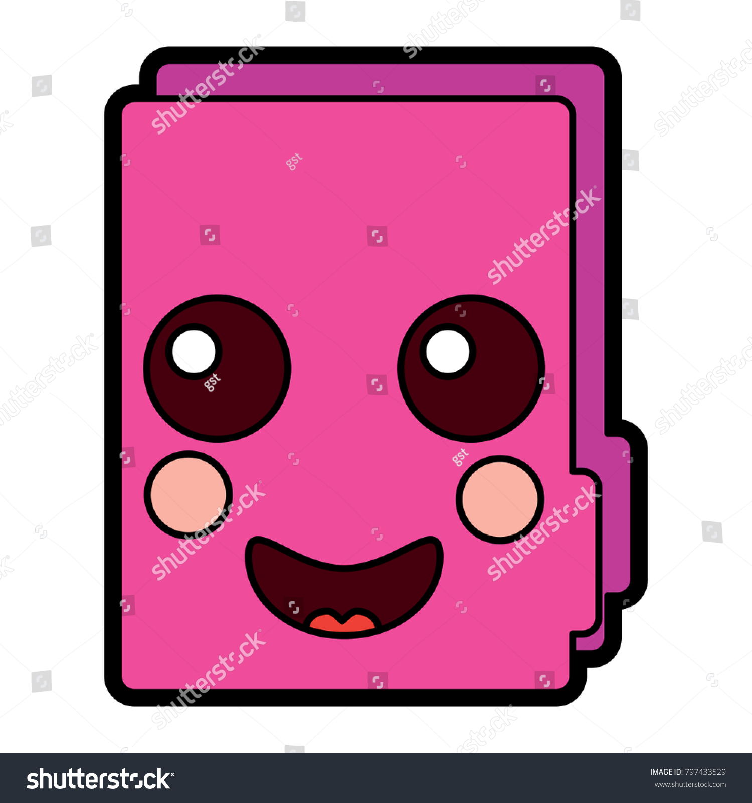 Folder Document Kawaii Cute Cartoon Stock Vector (Royalty Free) 797433529