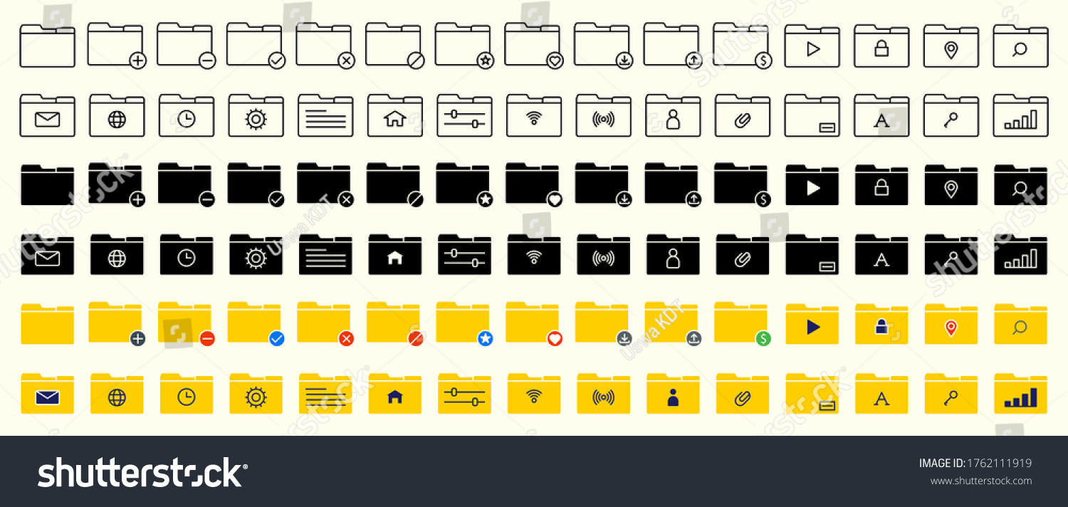 Folder Icon Set Document File File 库存矢量图（免版税）1762111919 | Shutterstock