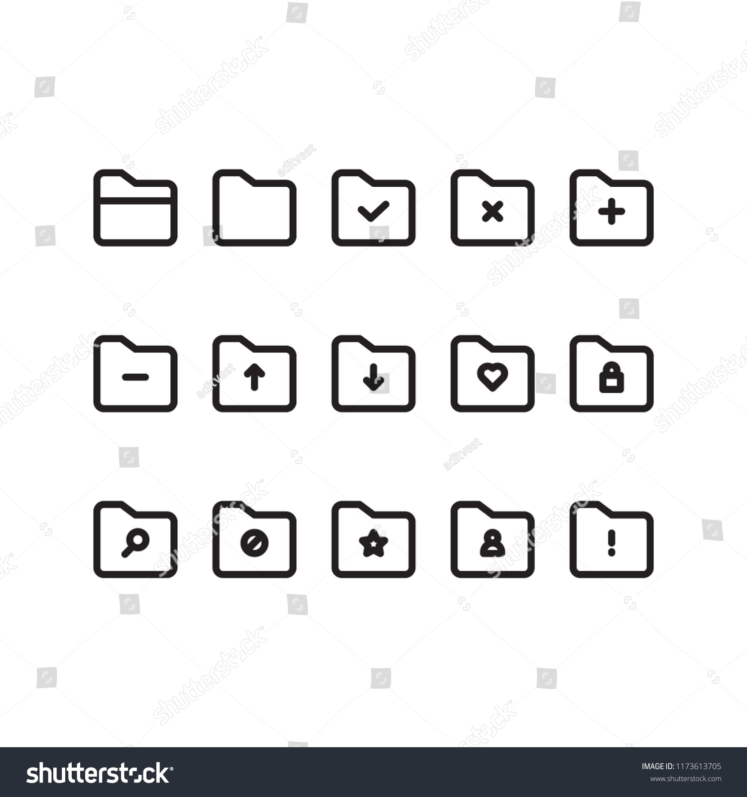Folder Icon Set Outline Style Stock Vector (Royalty Free) 1173613705