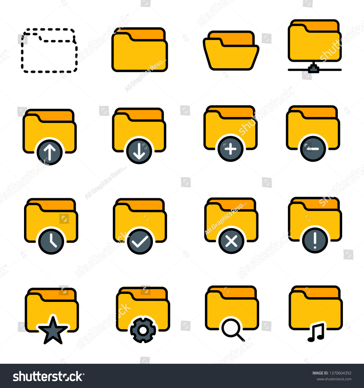 Folder Icons Collection Stock Vector (Royalty Free) 1370604392 ...
