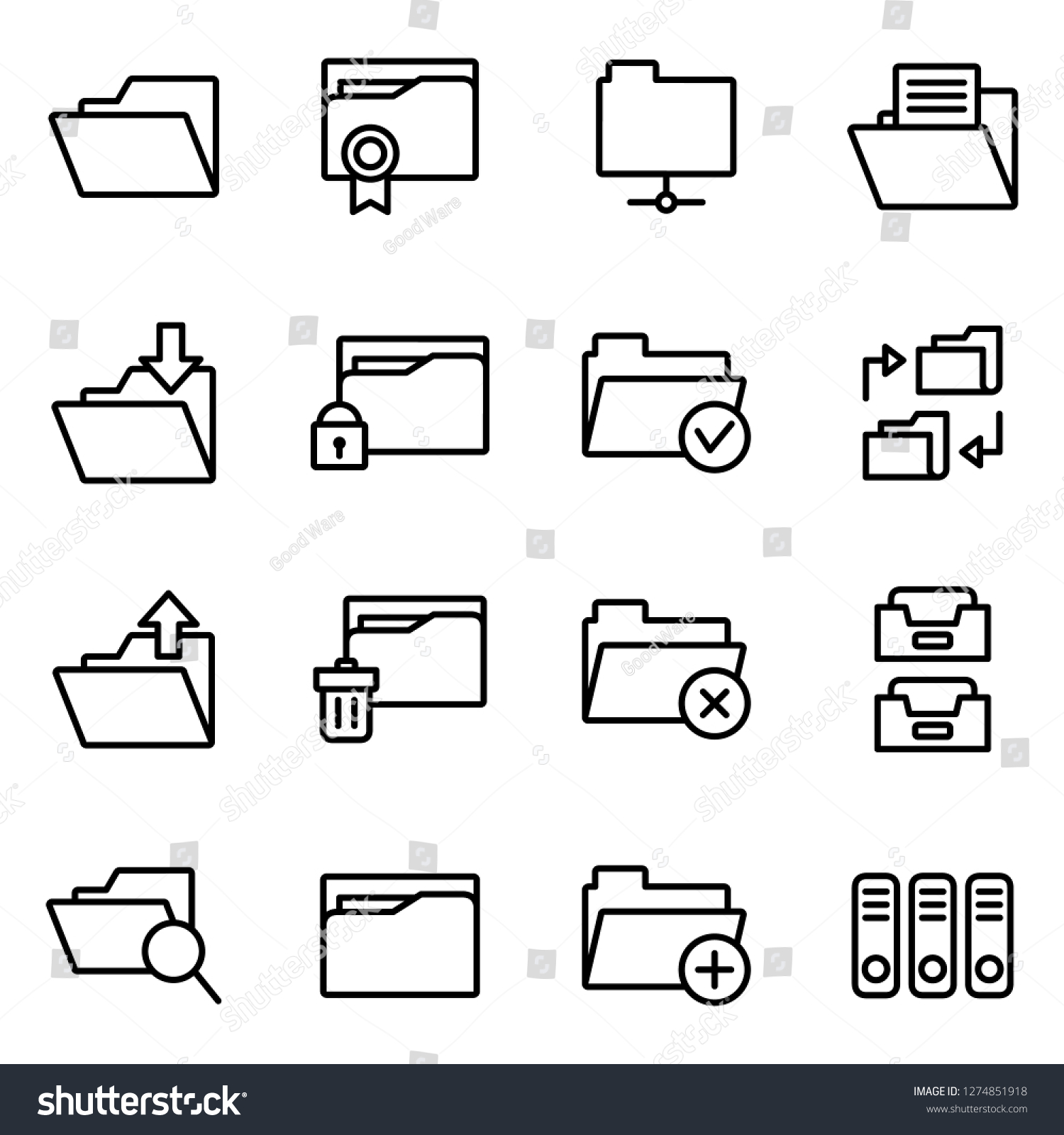 Folder Icons Pack Isolated Folder Symbols Stock Vector (royalty Free