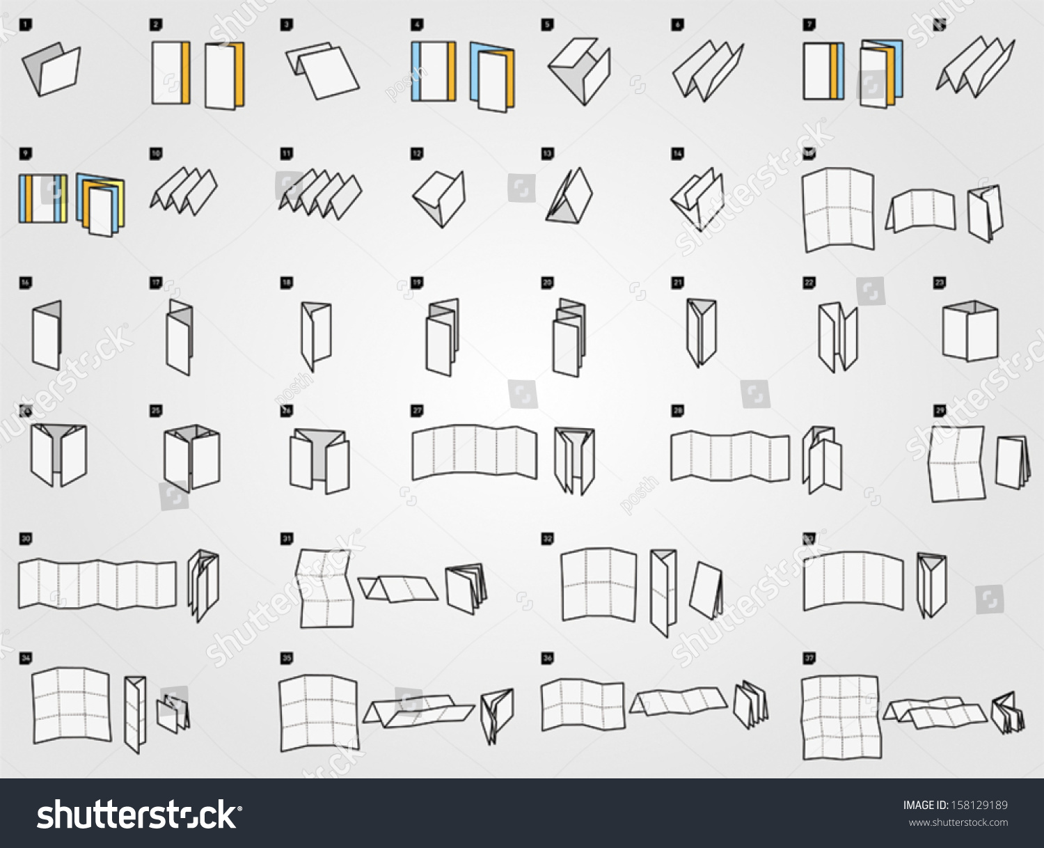 Folding Icons Print Stock Vector 158129189 - Shutterstock