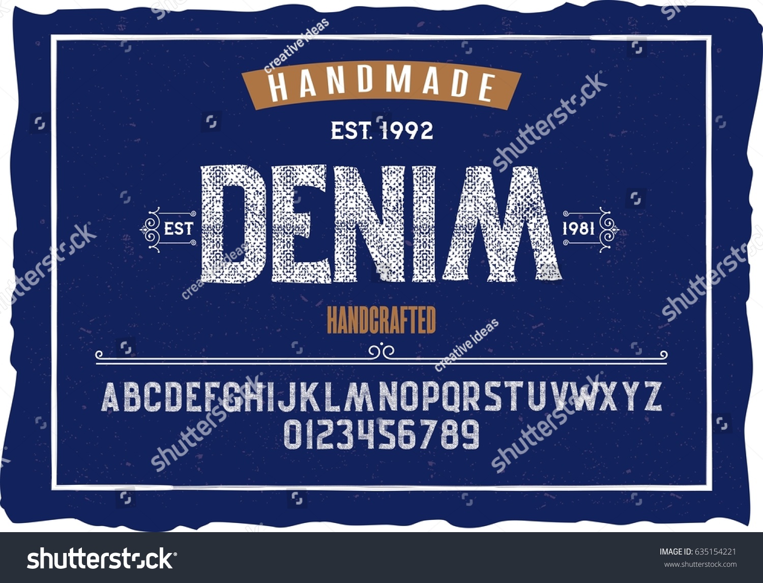 Font Alphabet Script Denim Typeface Labels Stock Vector (Royalty Free ...