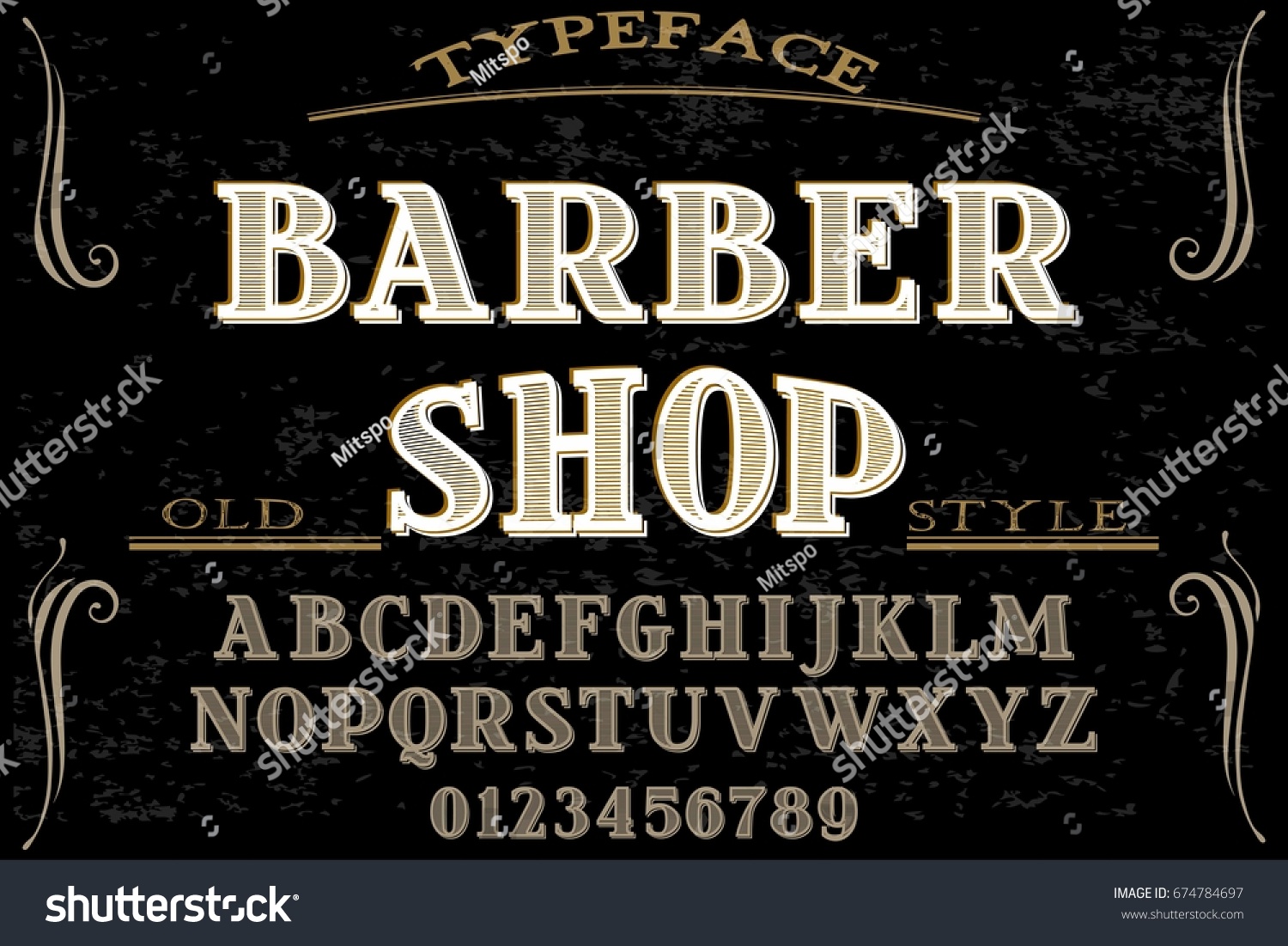 Fontalphabetscripttypefacelabelnamed Barber Shop Stock Vector (Royalty ...