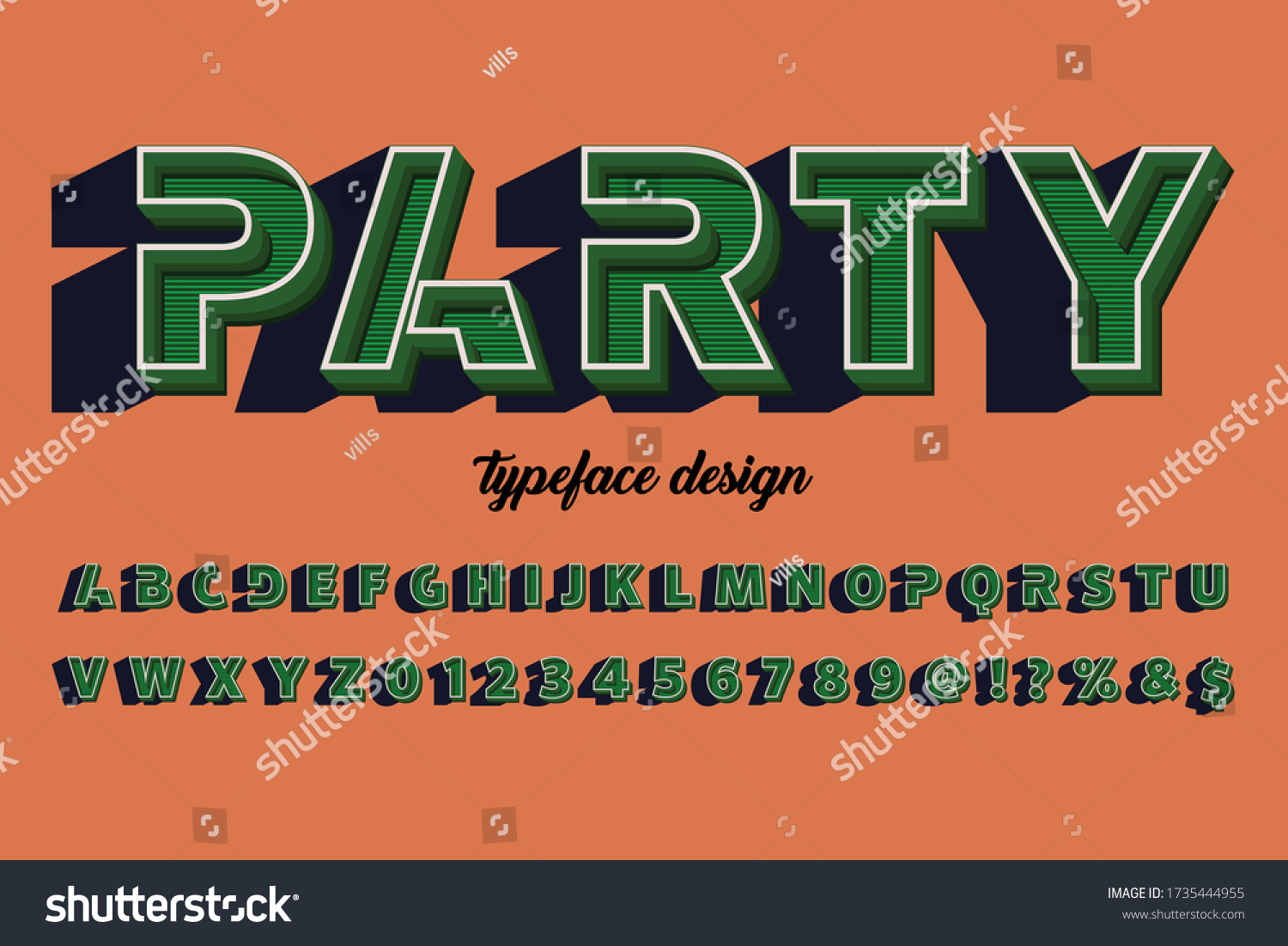 Font Alphabet Typeface Vector Shadow Effect Stock Vector Royalty Free