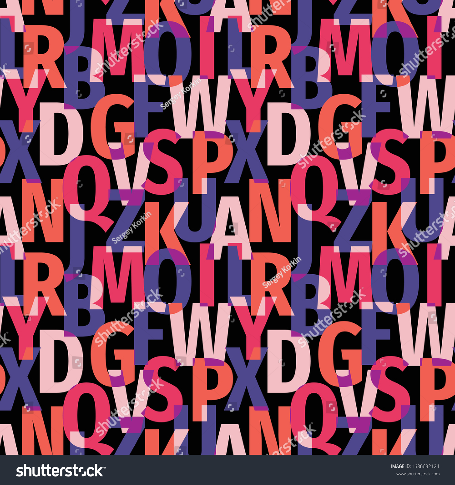 Font Background Seamless Pattern Typography Lettering Stock Vector ...