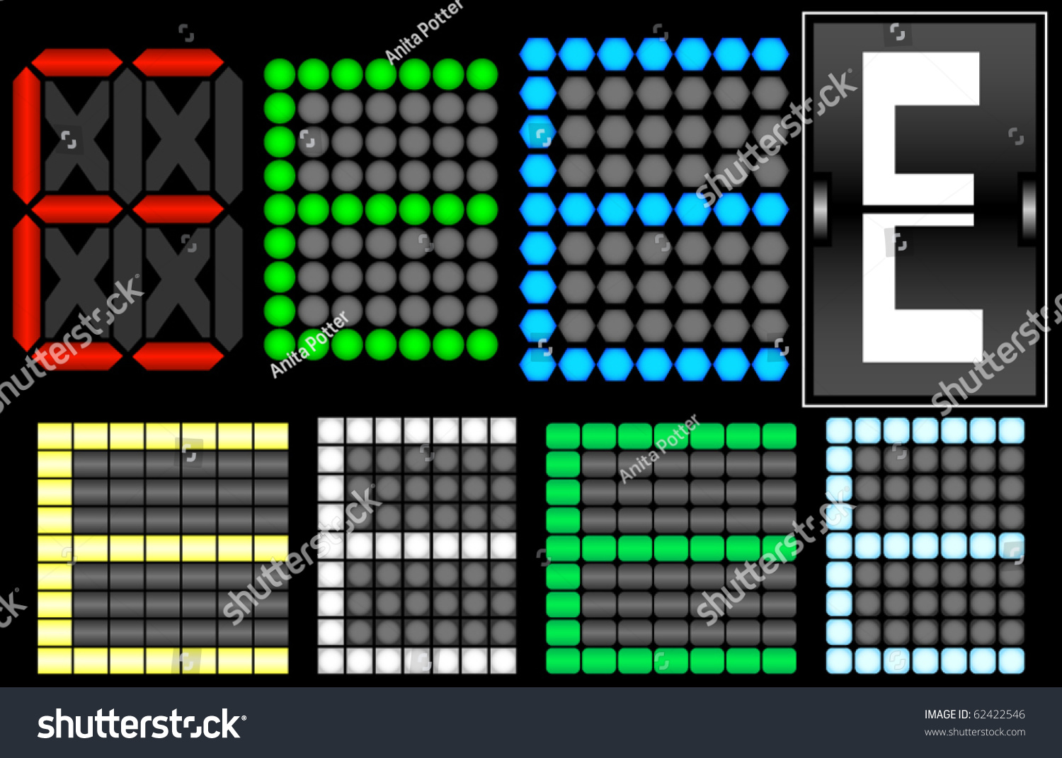 Font Set 4 Digital Display Letter Stock Vector (Royalty Free) 62422546 ...