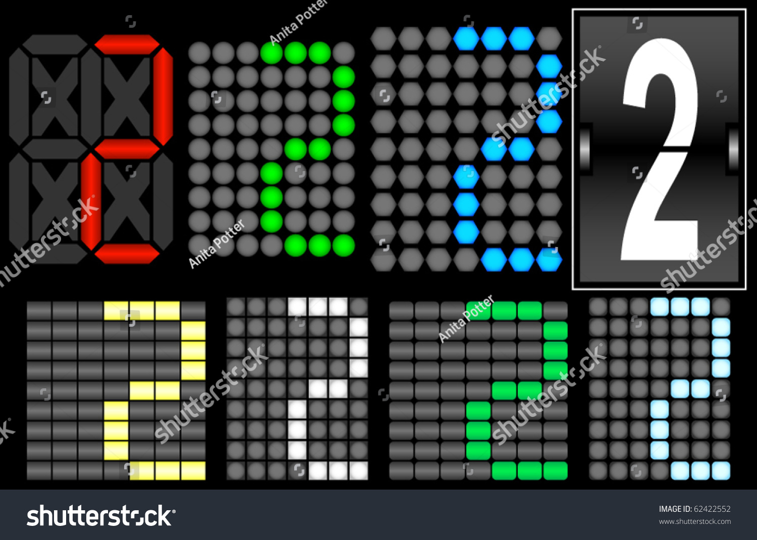 Font Set 4 Digital Display Number Stock Vector (Royalty Free) 62422552 ...