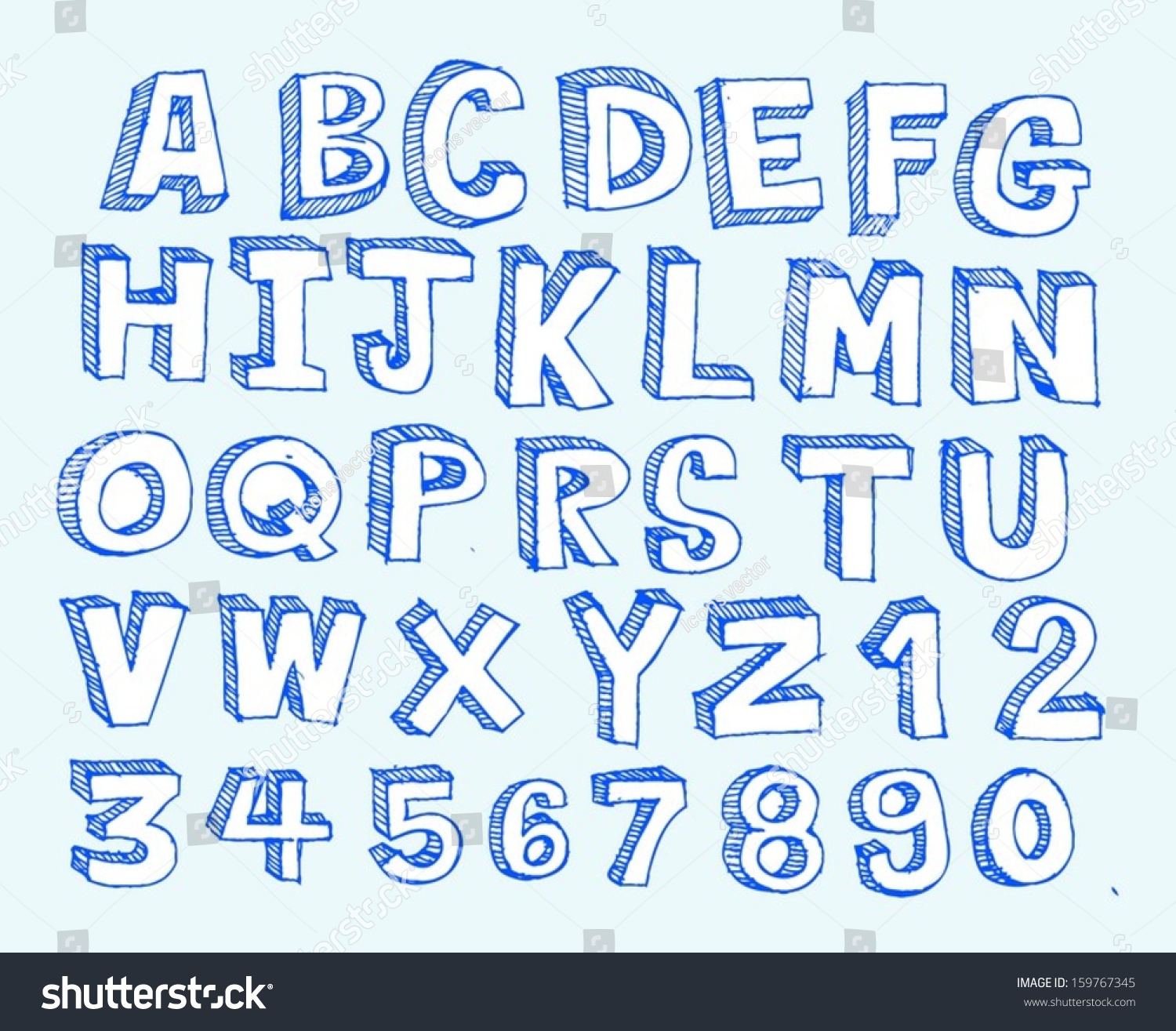 Font Sketch Hand Drawing Vector Letters: vector de stock (libre de ...