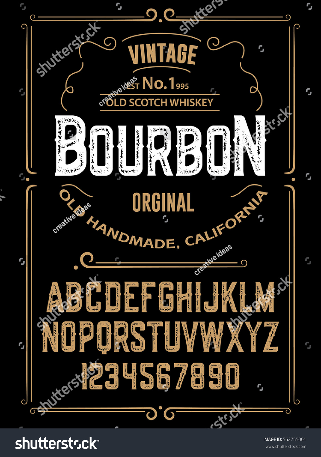 Fonttypeface Script Bourbon Bourbon Script Fonttypeface Stock Vector ...