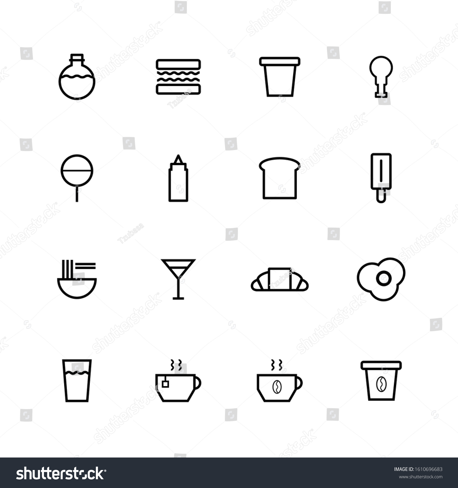 Food Beverage Icon Set Stock Vector (Royalty Free) 1610696683 ...