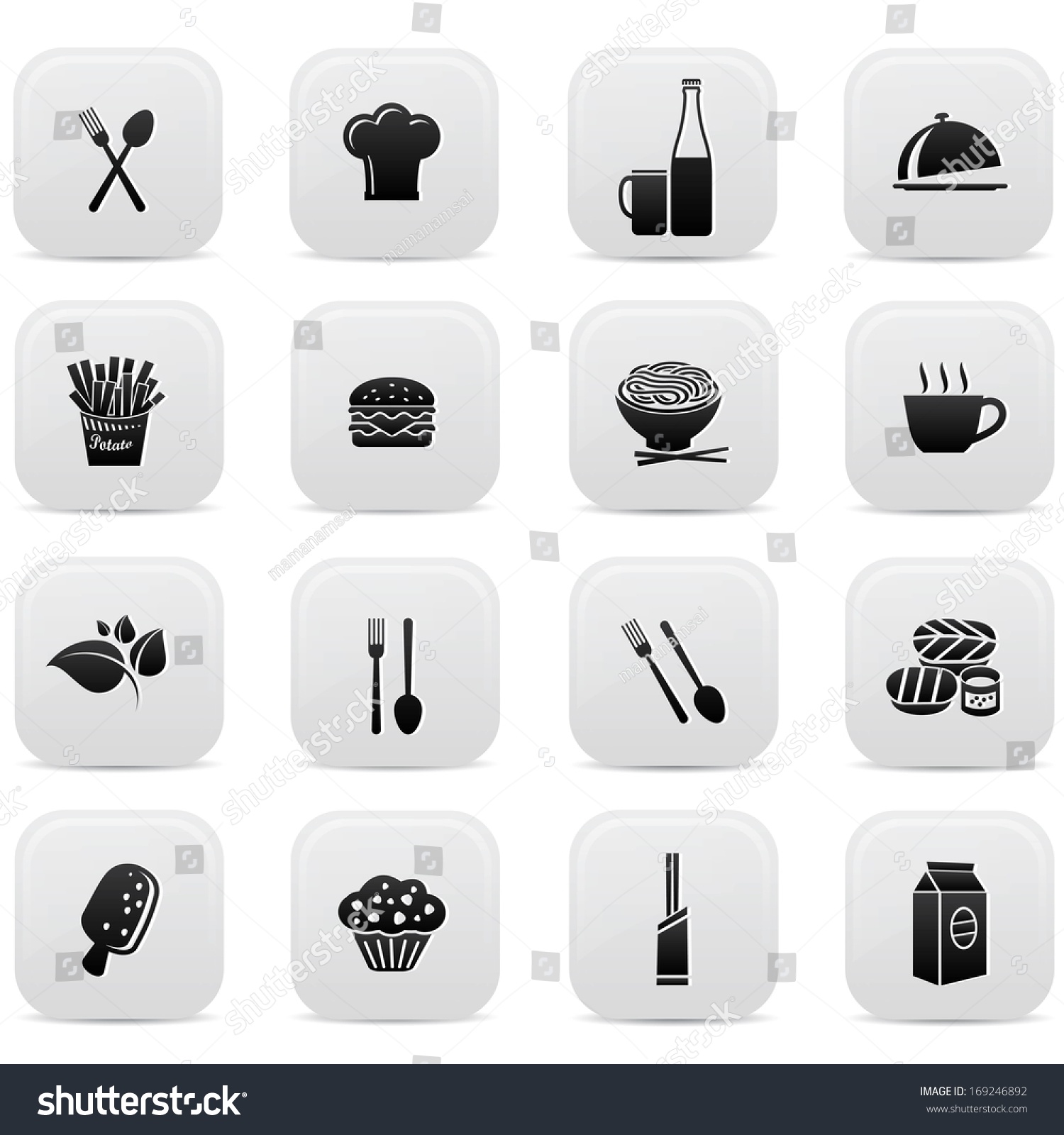Food Buttonsblack Versionon White Backgroundvector Stock Vector ...