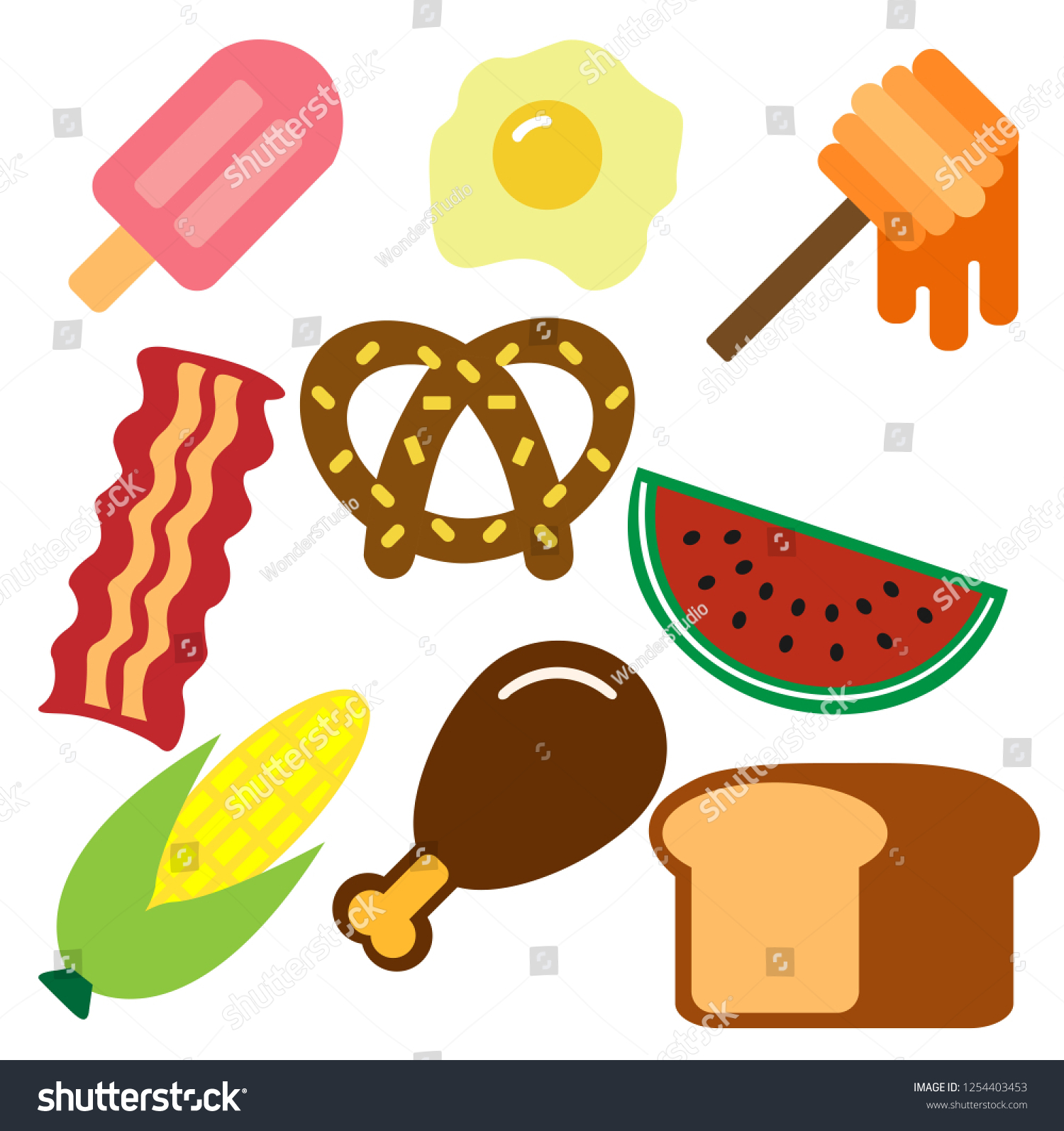 Food Cartoon Icon Set Vector Stock Vector (Royalty Free) 1254403453