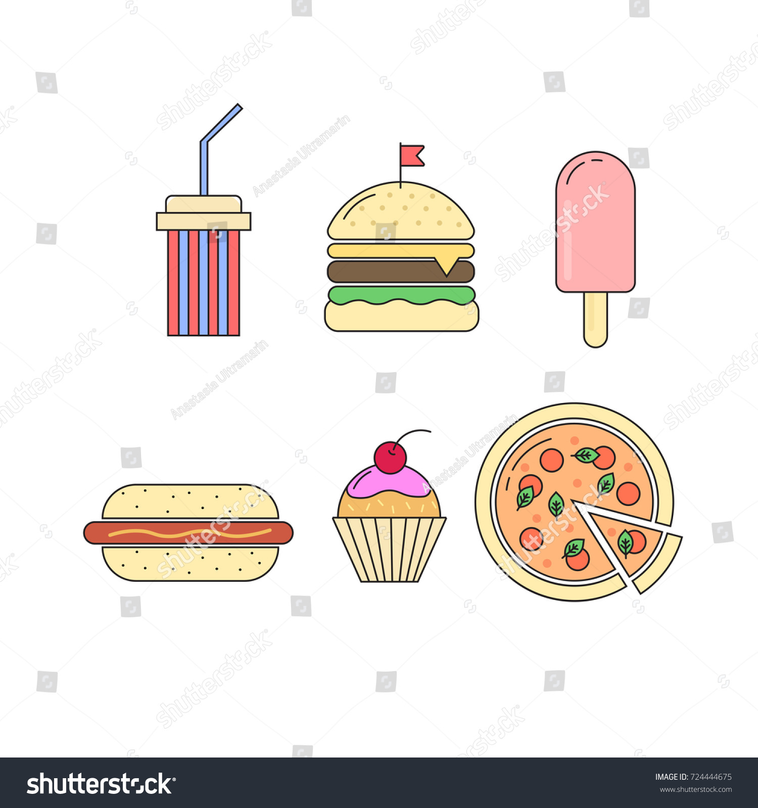 Food Icon Flat Design Stock Vector (Royalty Free) 724444675