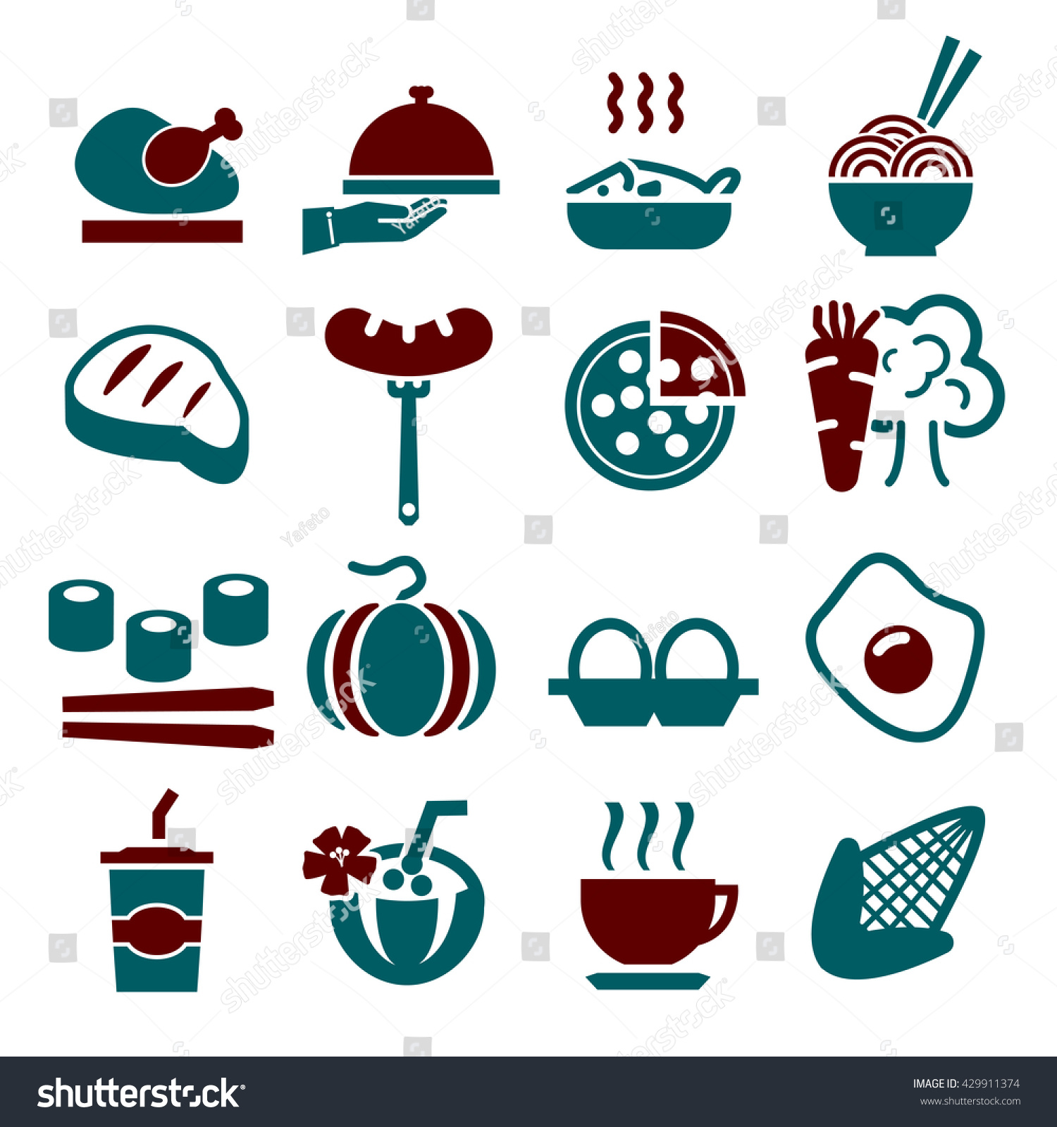 Food Icon Set Stock Vector Illustration 429911374 : Shutterstock