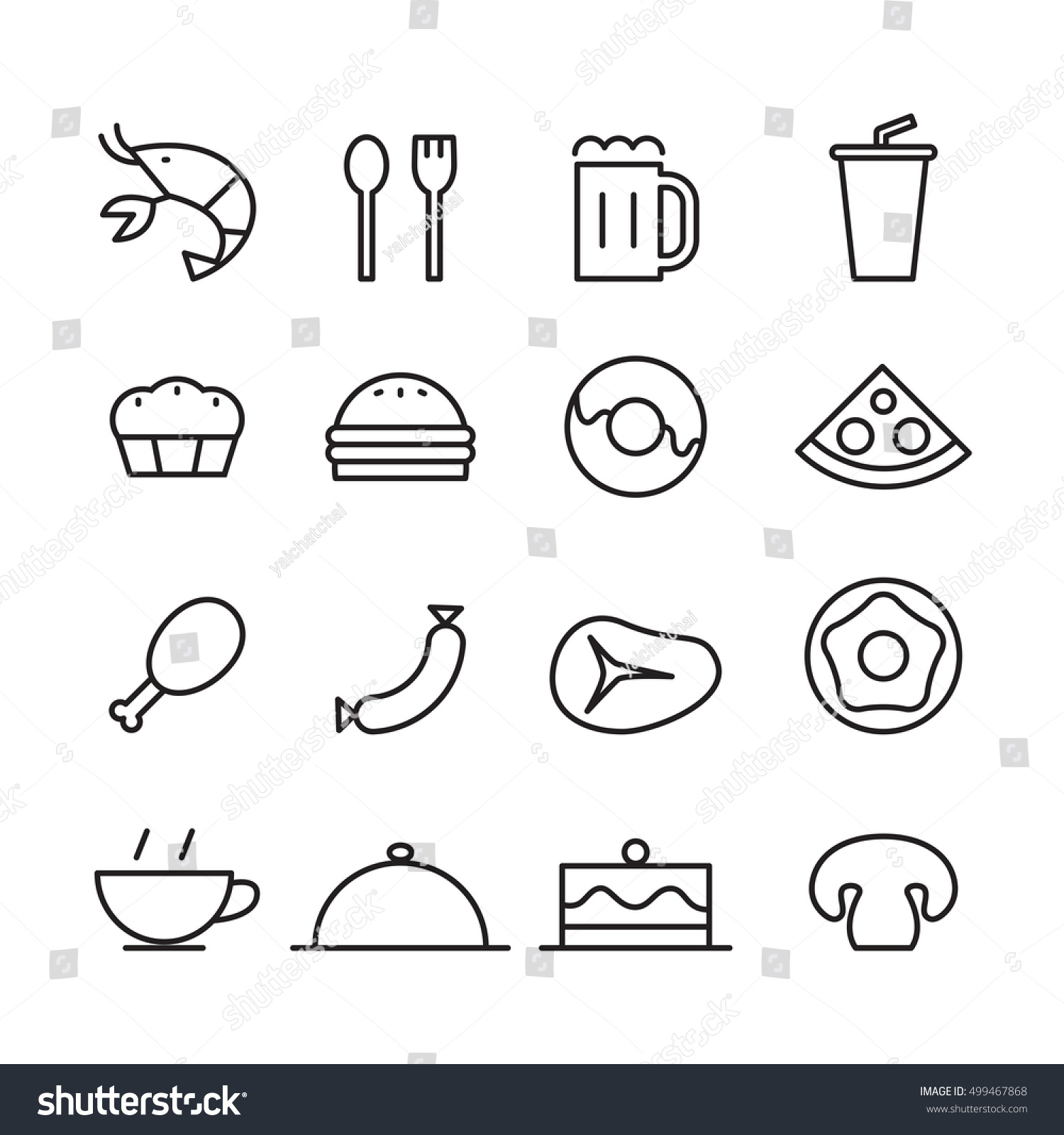 Food Icon Set Vector Stock Vector (Royalty Free) 499467868 | Shutterstock