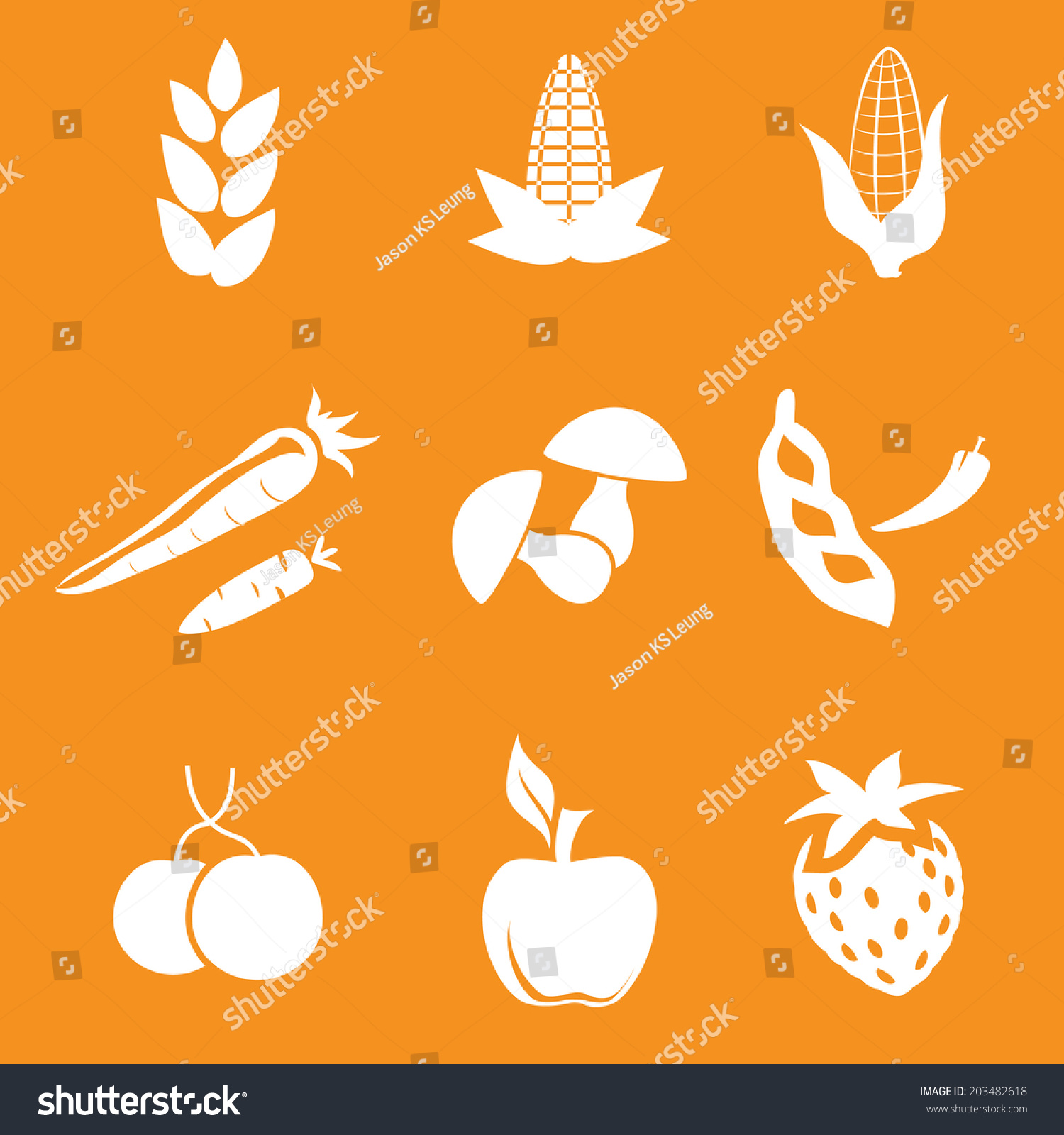 Food Icons Vector Stock Vector (Royalty Free) 203482618 | Shutterstock