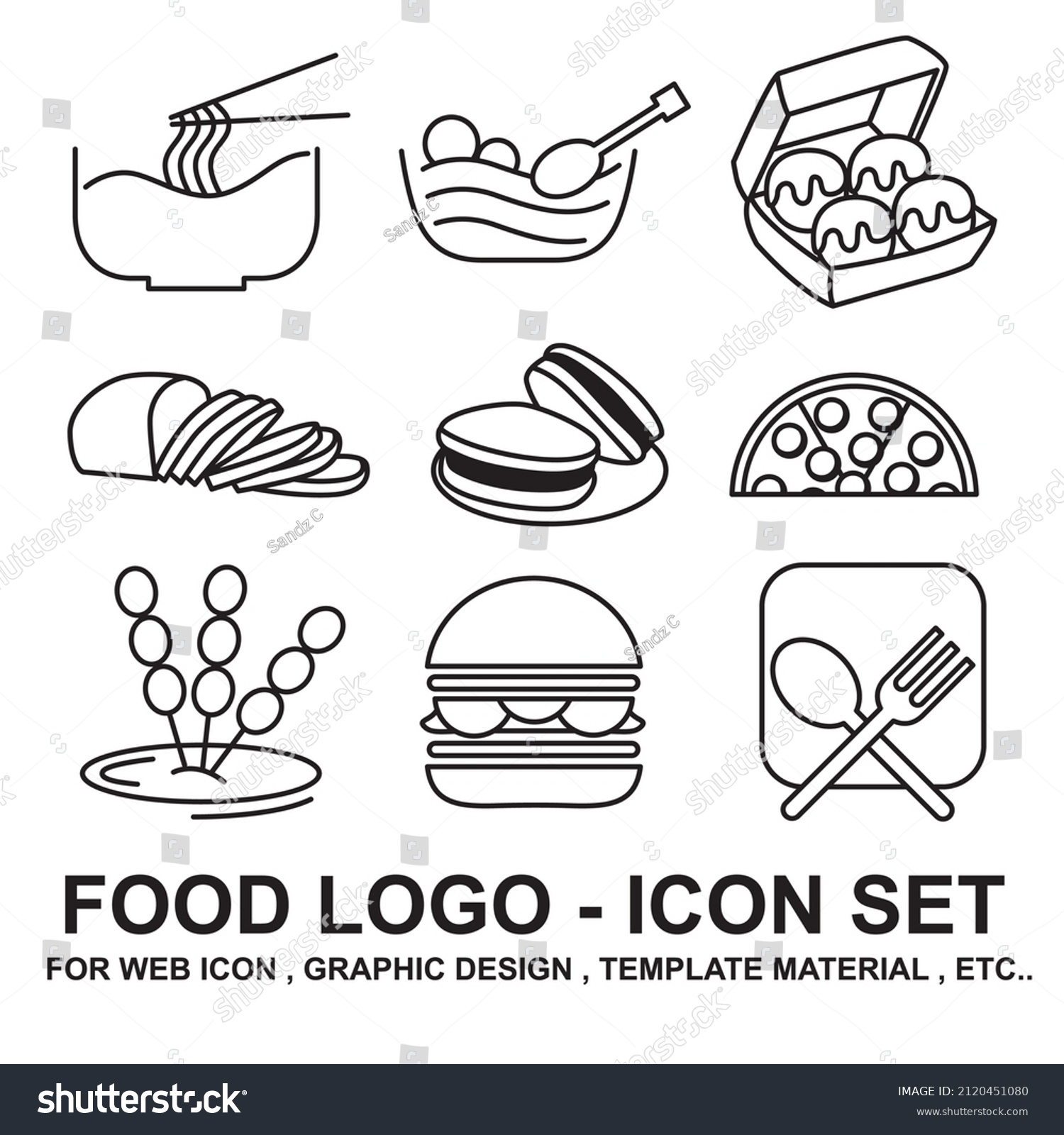Food Logo Icon Set Vector Stock Vector (Royalty Free) 2120451080