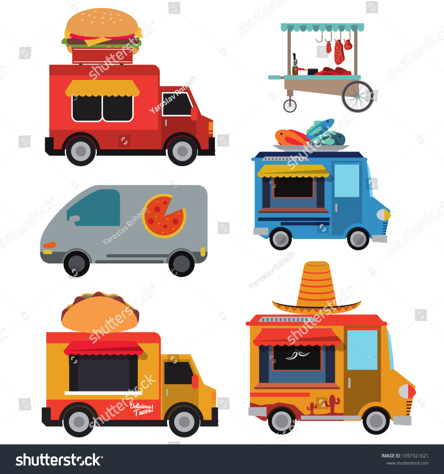 Food Van Vector Collection Stock Vector (Royalty Free) 1097321621 ...