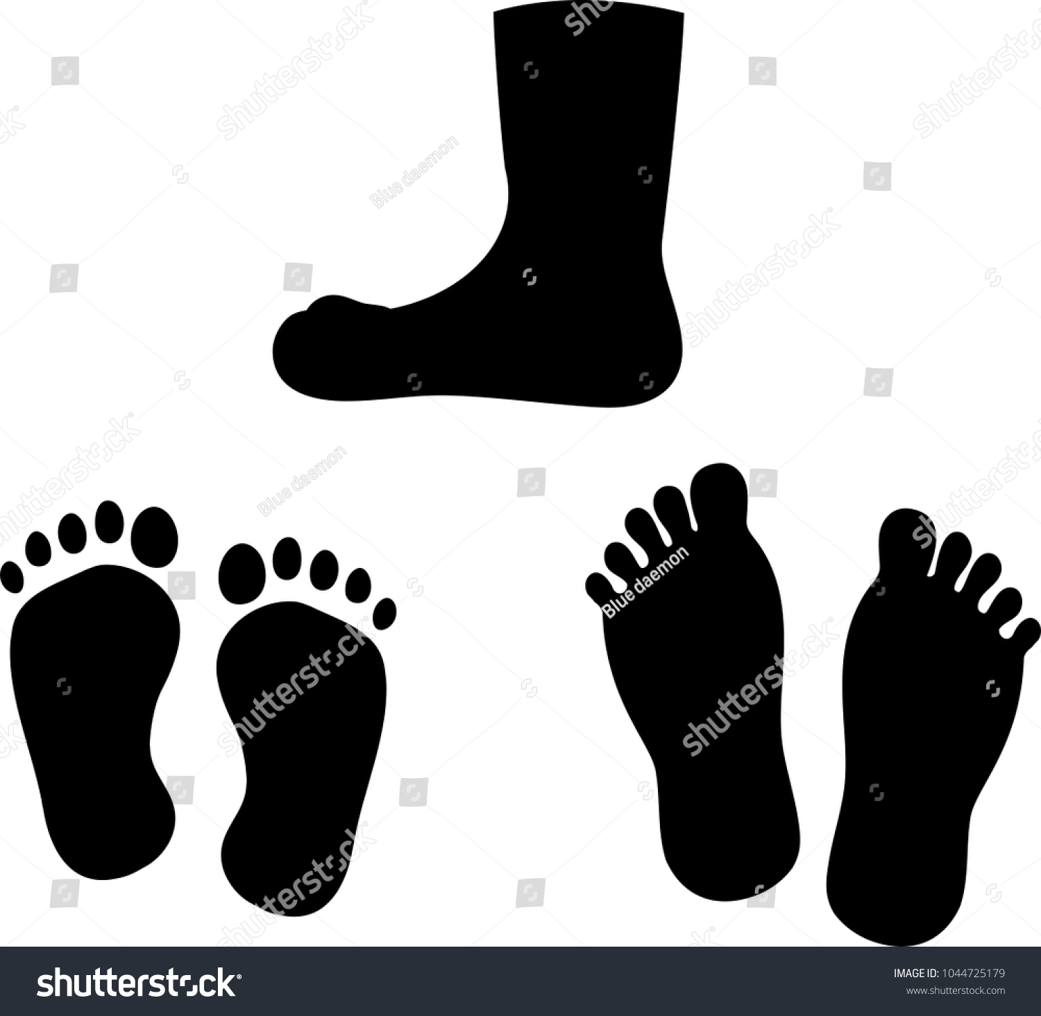 Foot Silhouette Set Stock Vector (Royalty Free) 1044725179