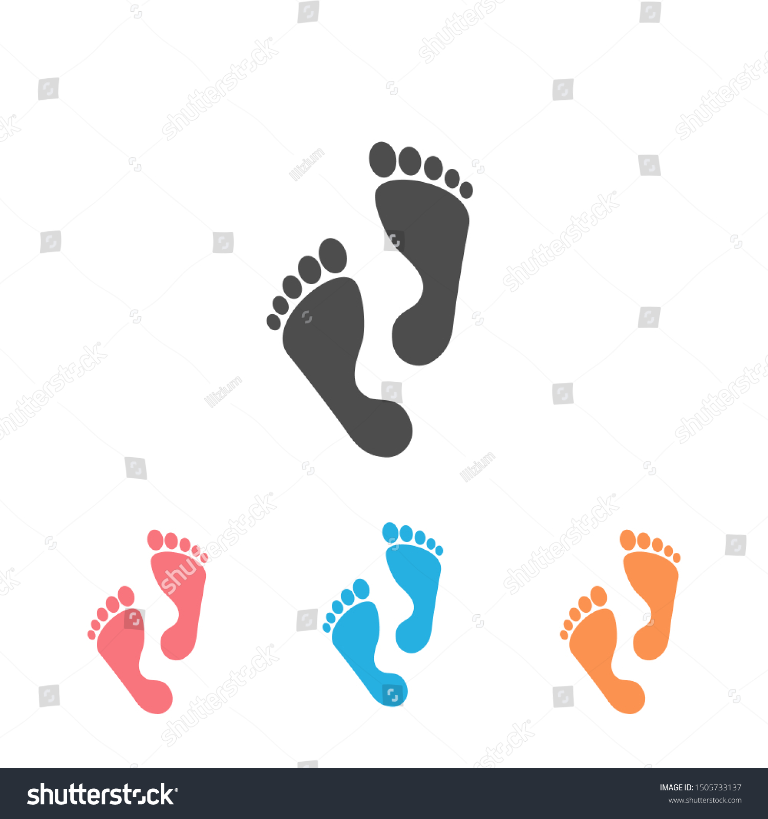 Foot Step Icon Set Vector Illustration Stock Vector (Royalty Free ...