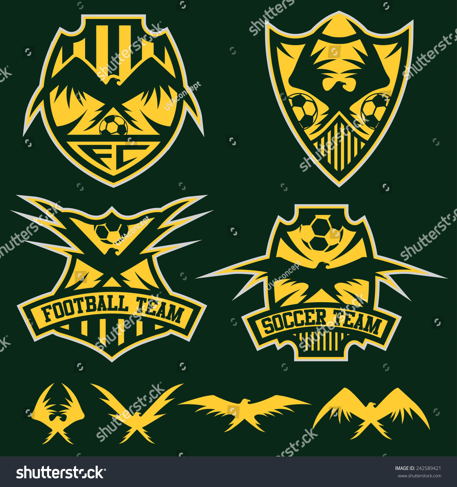 Football Team Crests Set Eagles Vector: เวกเตอร์สต็อก (ปลอดค่าลิขสิทธิ์ ...